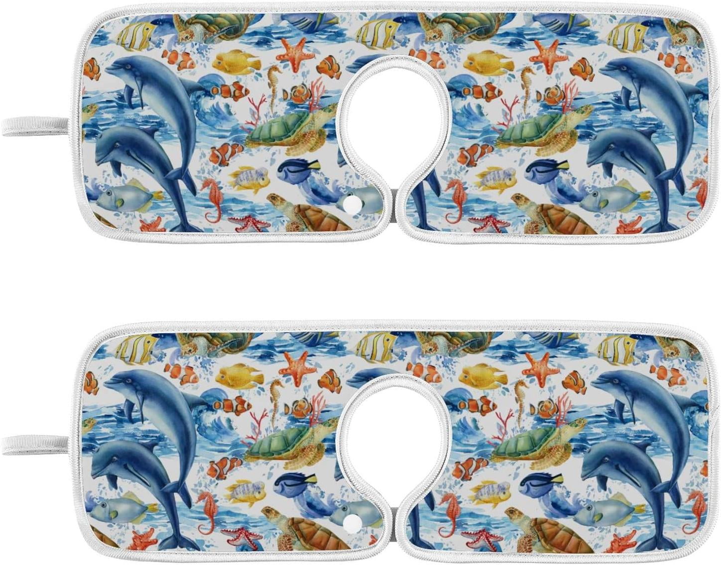 Dolphins Fish Turtles Sink Splash Guard for Faucet 2 Packs Faucet ...