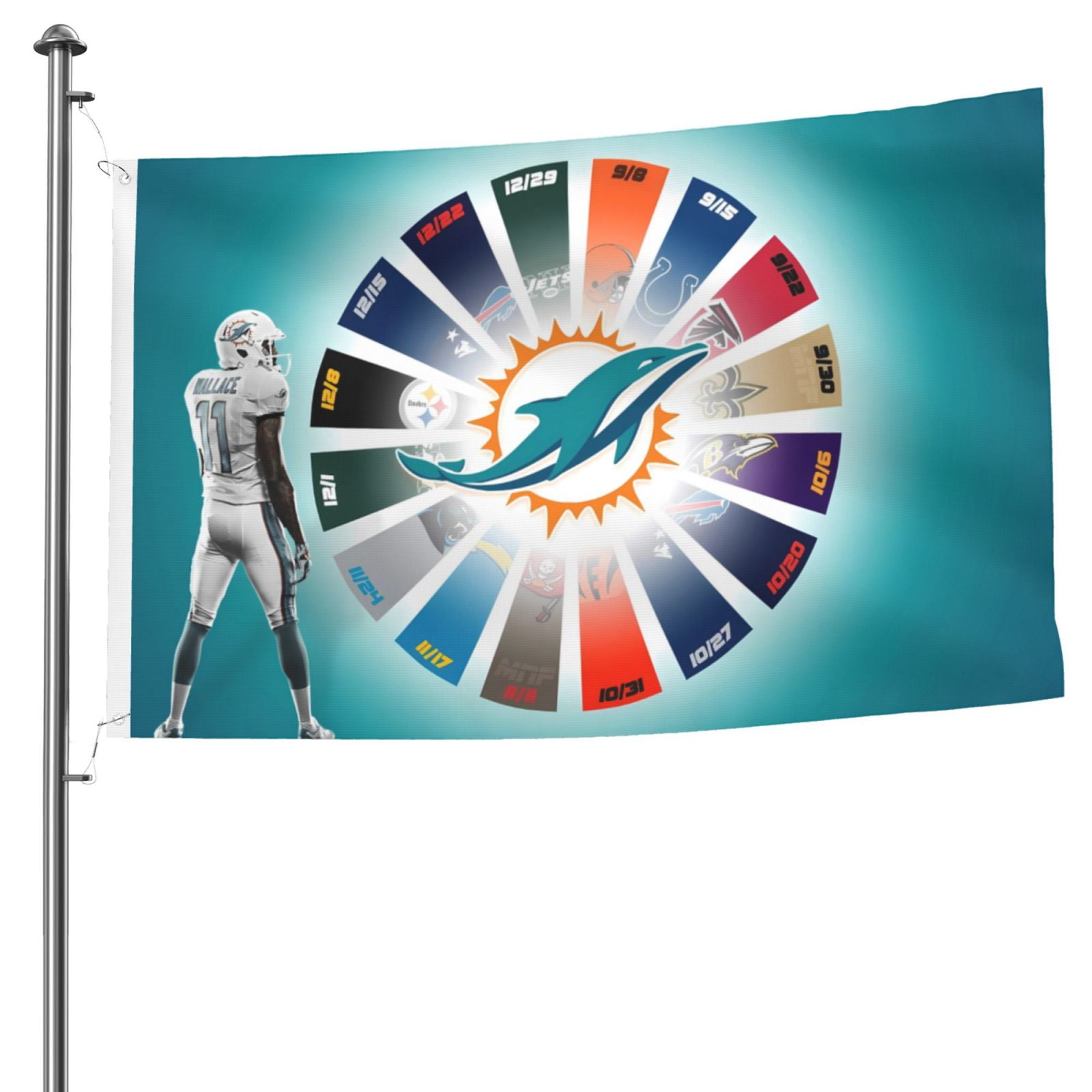 Dolphins Football Sport Fans Double Two Sided House Flag 5X8FT，Welcome ...