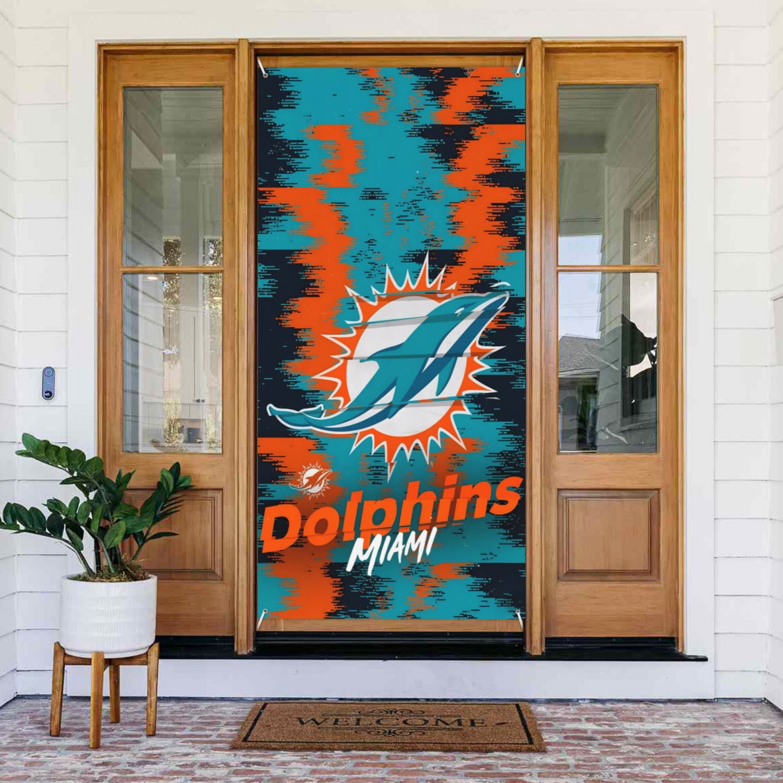Dolphins Football Team Door Decor Banner, Custom Team Fan Porch Sign ...