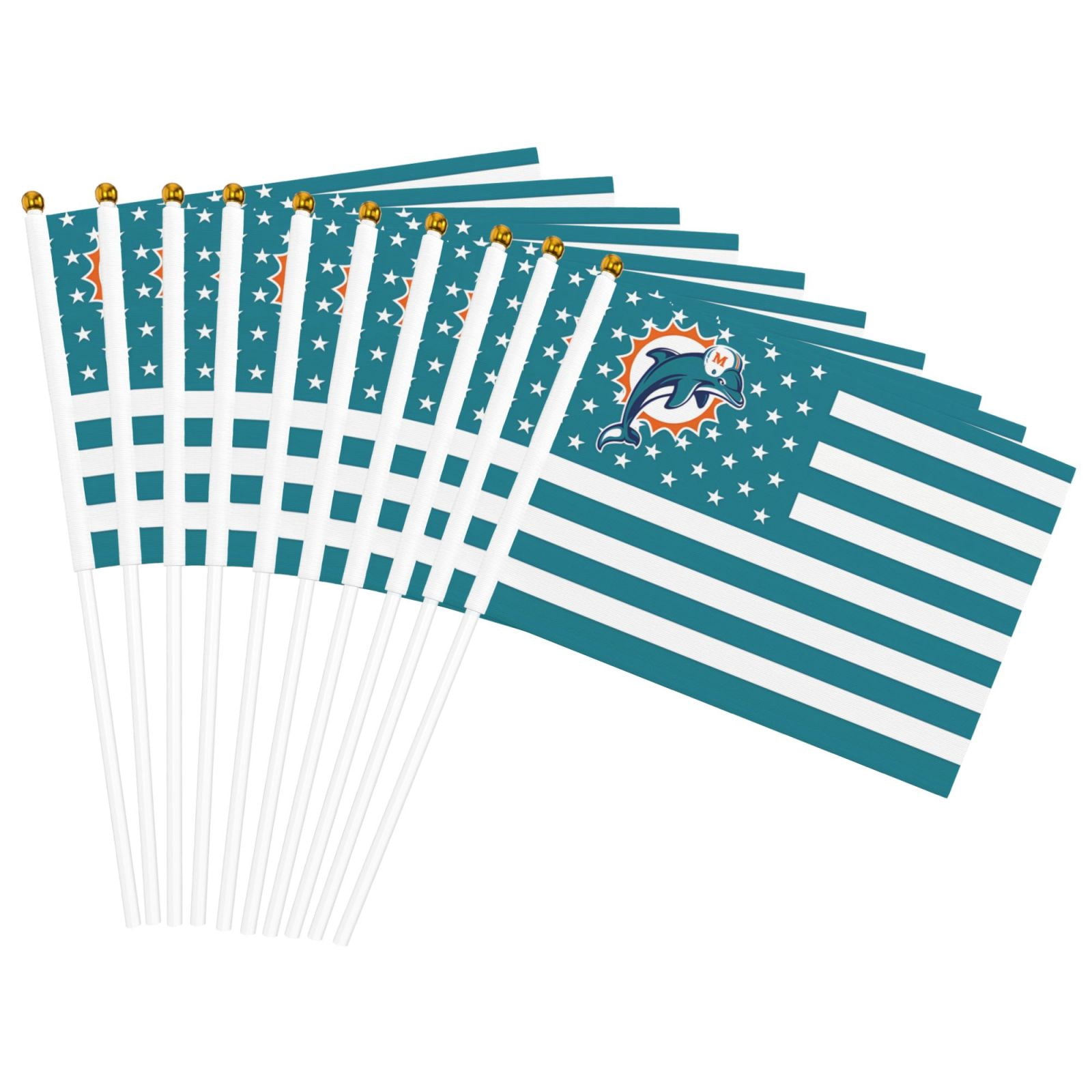 Dolphins Football Team Double Sided Hand Waving Flags 5.5x8.2 Inch ...