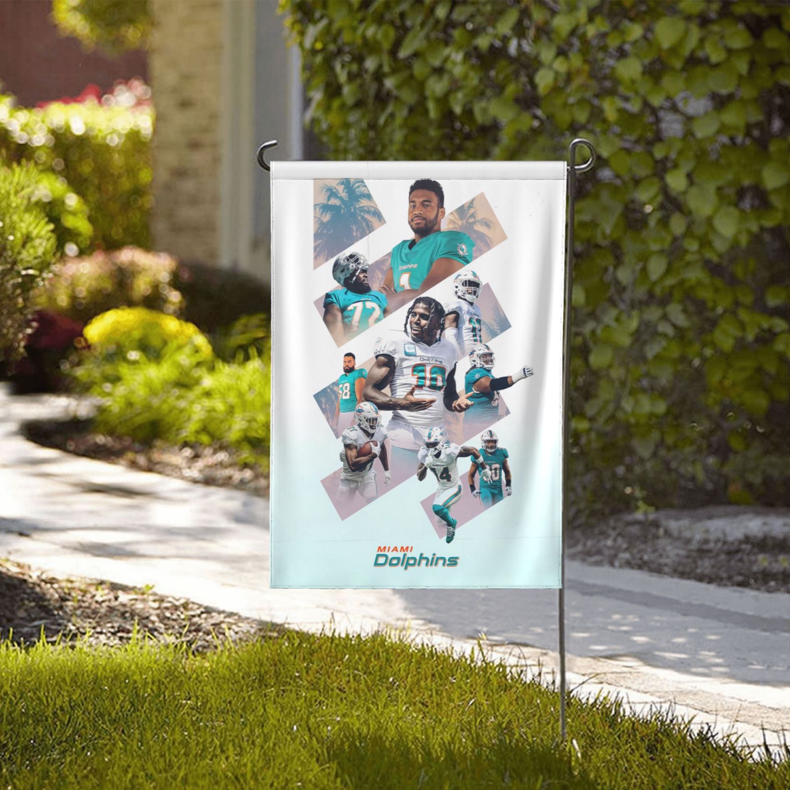 Dolphins Football Team Garden Flag 12.5"x18"/28"x40" Double Sided Yard ...