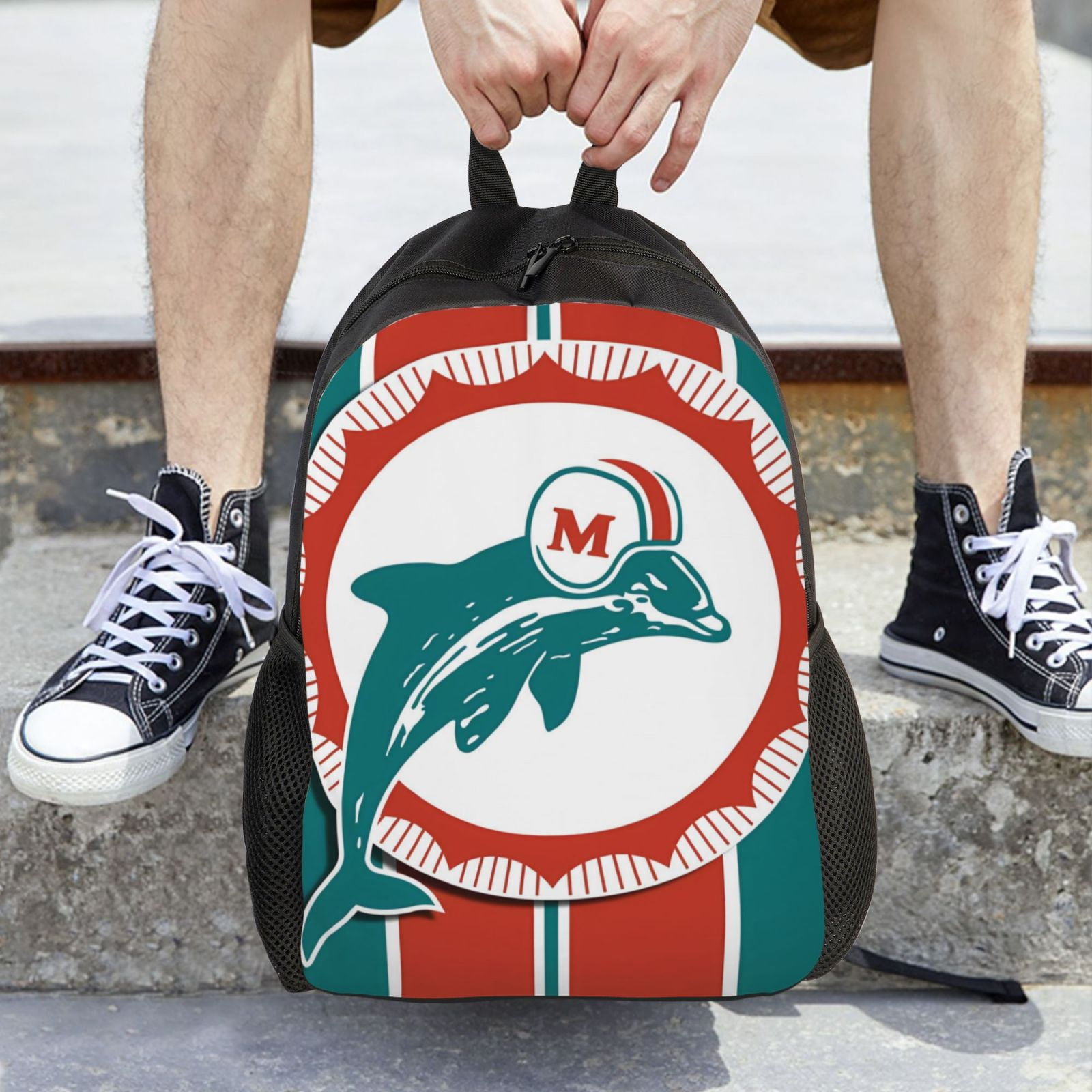 Dolphins Football Team Large Capacity Backpack Waterproof Fabric ...
