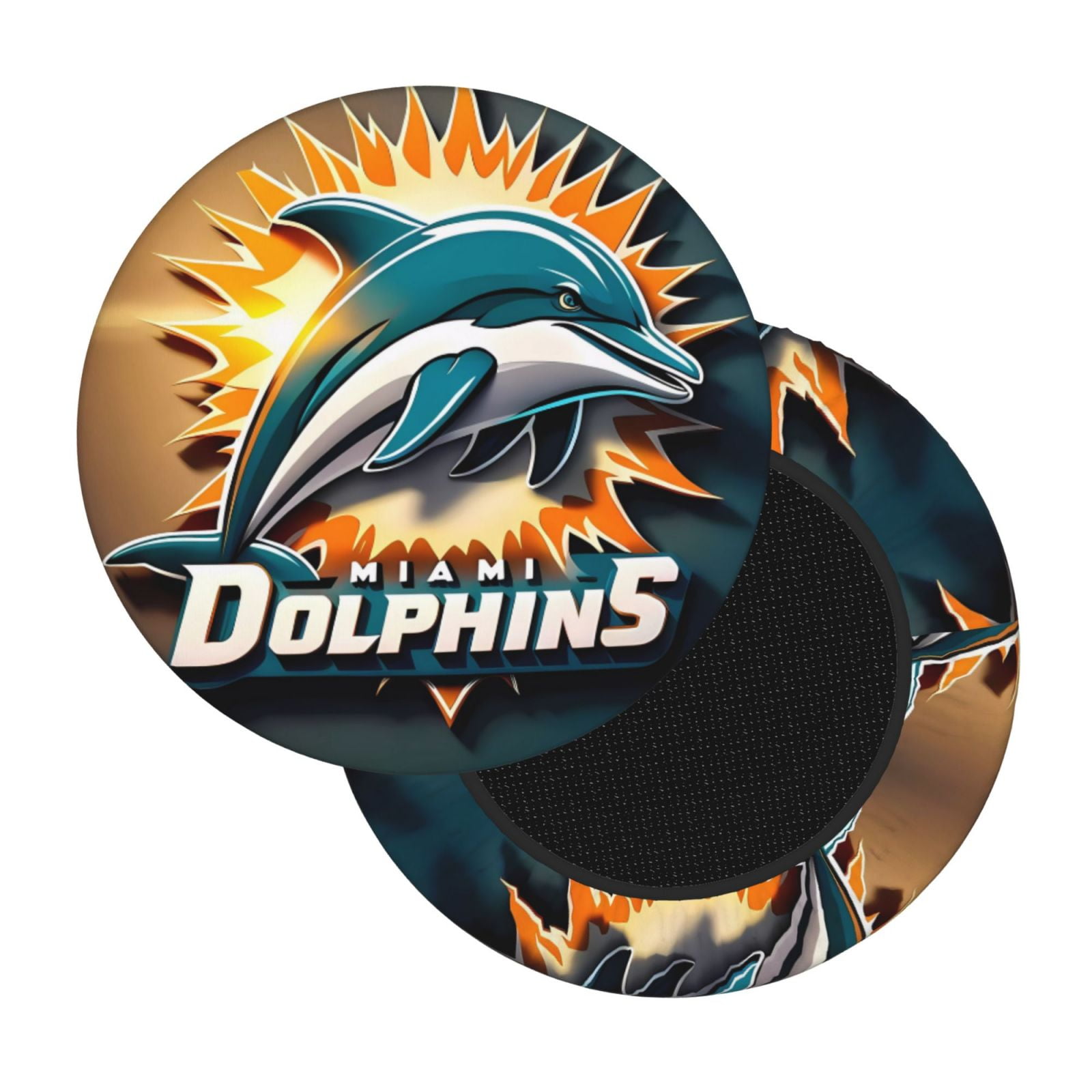 Dolphins Football Team Print Round Bar Stool Seat Cover, Non-Slip And ...
