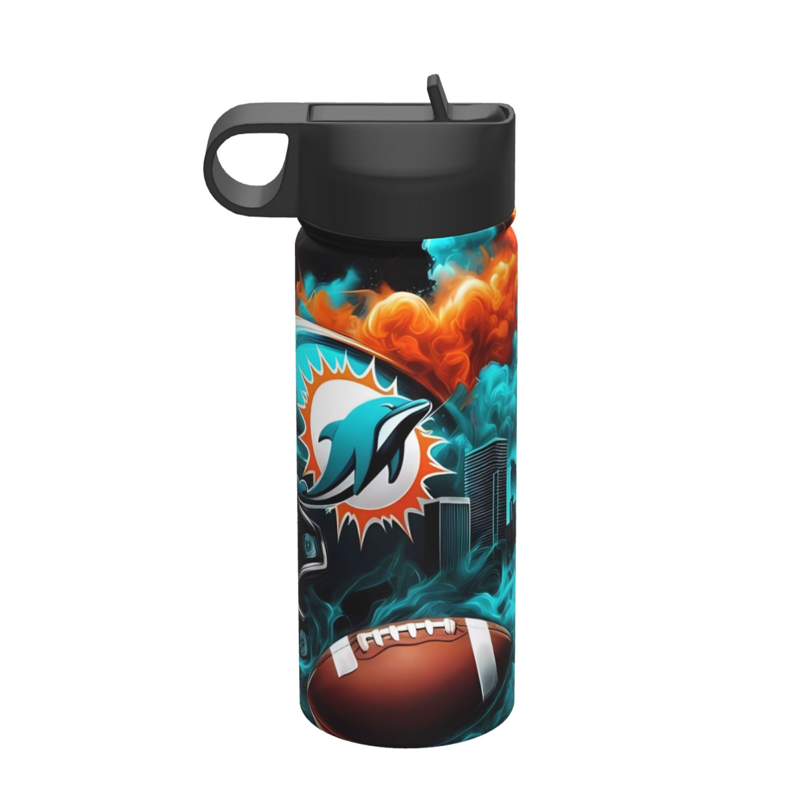 Dolphins Football Team Sports Insulated Water Bottle Stainless Steel ...