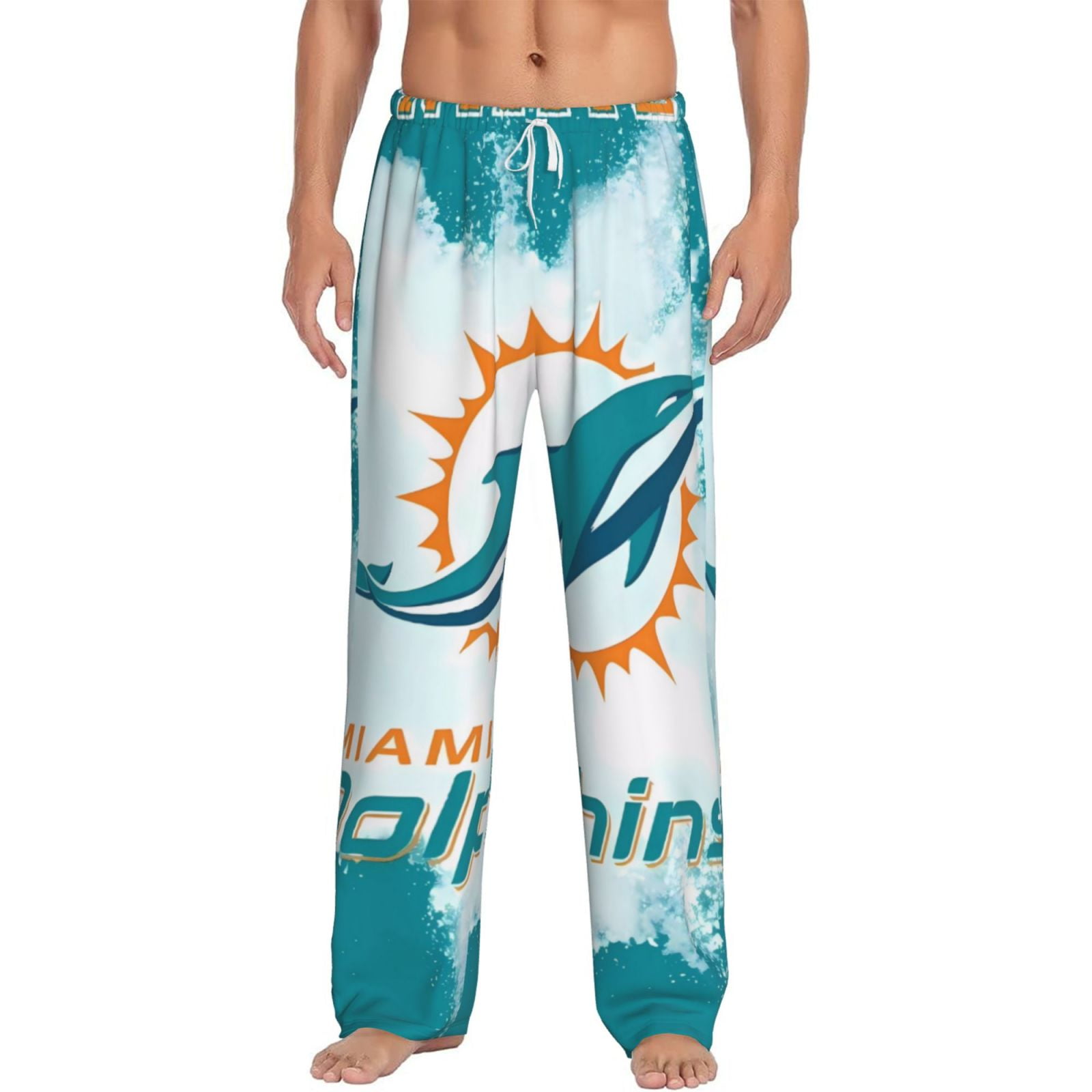 Dolphins Football Team Themed Men's Long Pajama Pants with Side Pockets Comfortable Lounge Pants ...