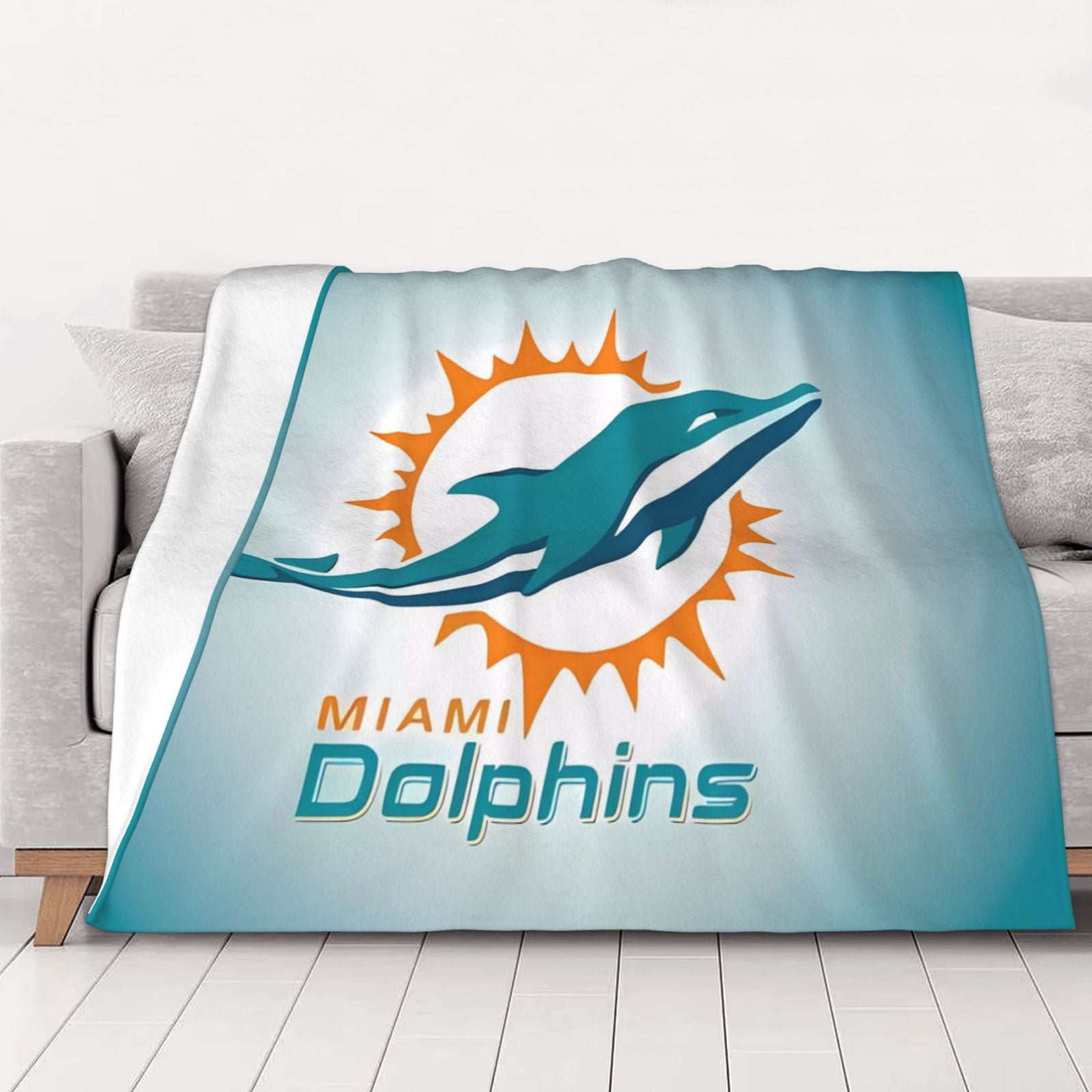 Dolphins Football team customized thickened Flannel Throw Blankets ...