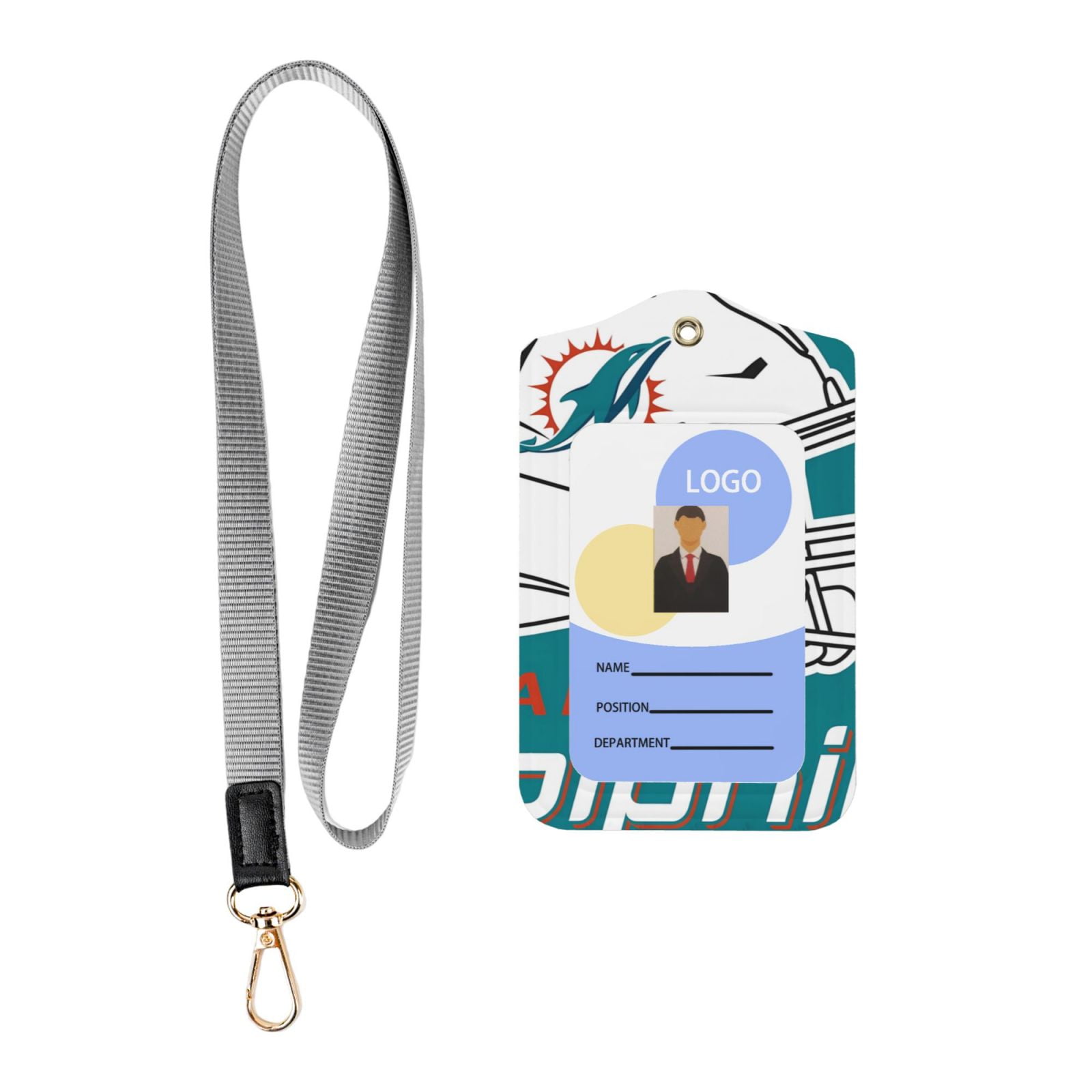 Dolphins Hard Plastic ID Card Holder with Clear Window for Office ...