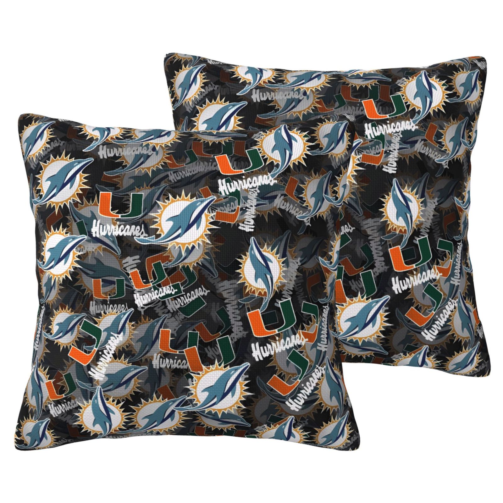 Dolphins Imitation Linen Pillowcase 2 Sets Throw Pillow Covers Football ...