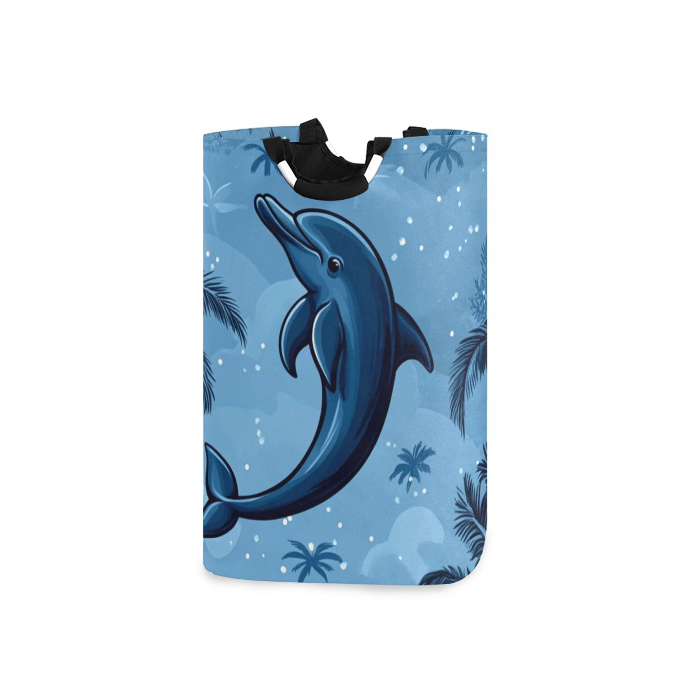 Dolphins Jumping From Sea Trees Laundry Basket with Handles Foldable ...