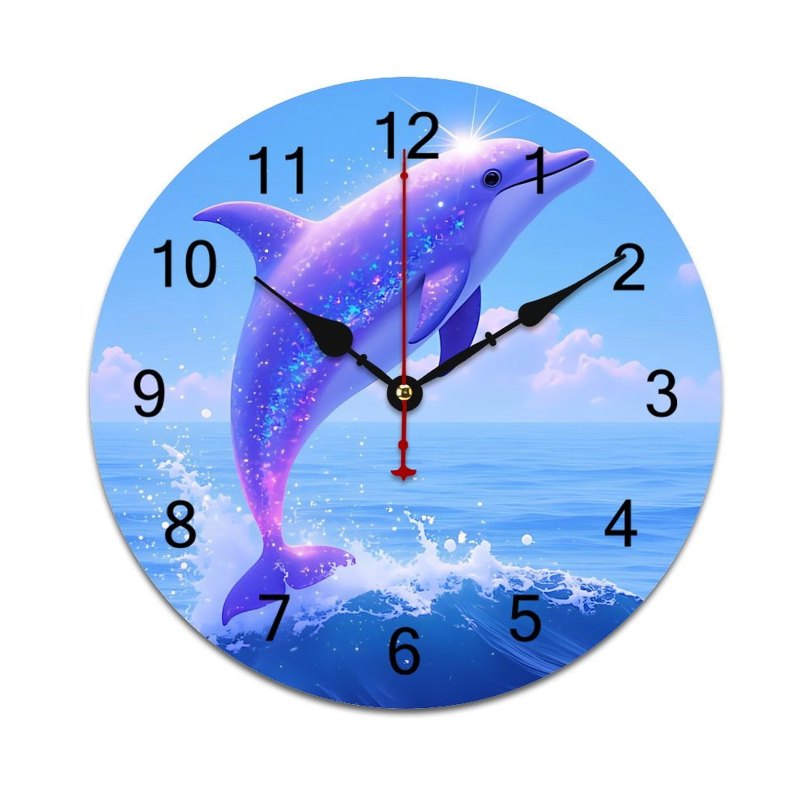 Dolphins Jumping Seashell Colorful Fish Time Decorative Wall Clocks ...
