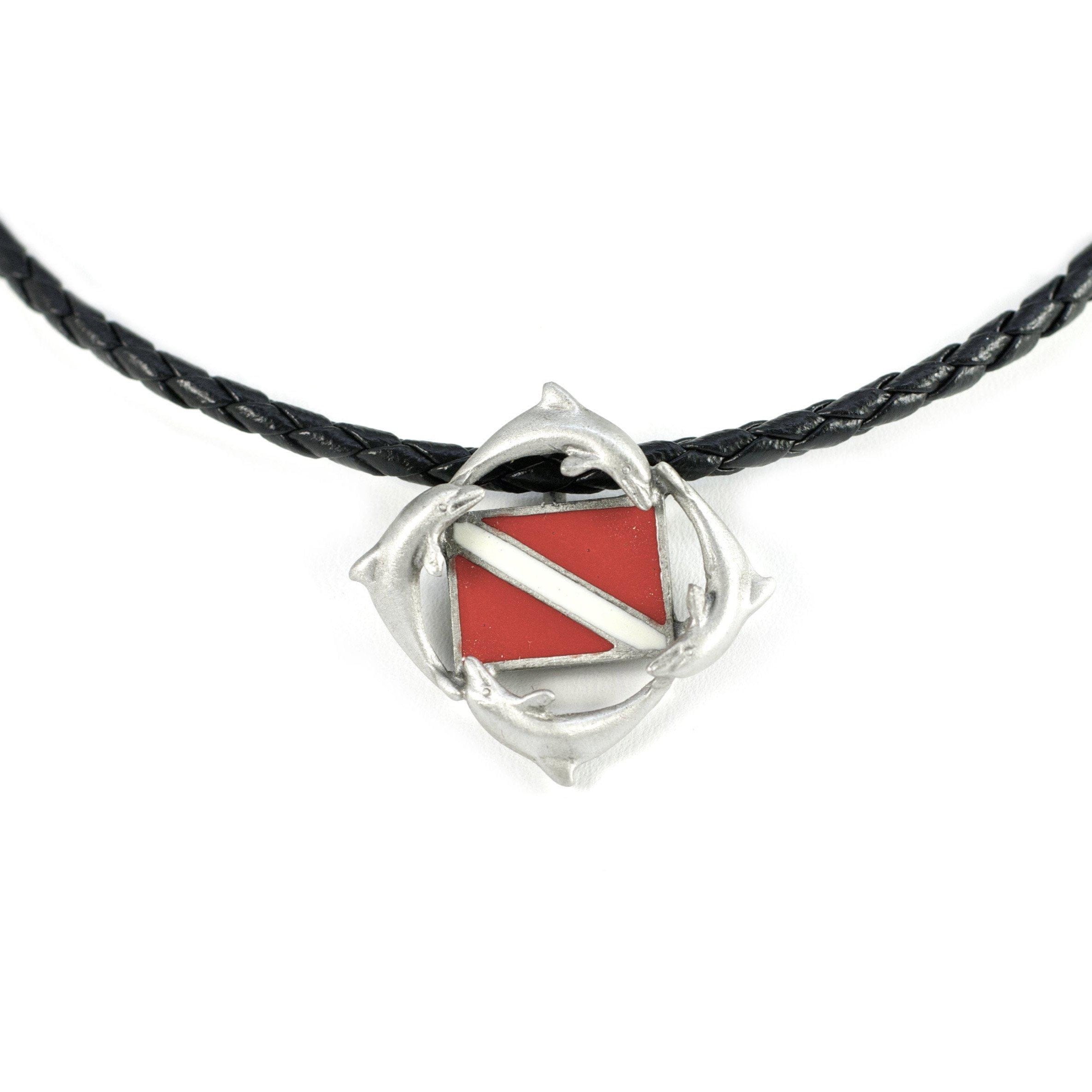 Dolphins Necklace with Dive Flag- Dolphin Necklace for Scuba Divers ...