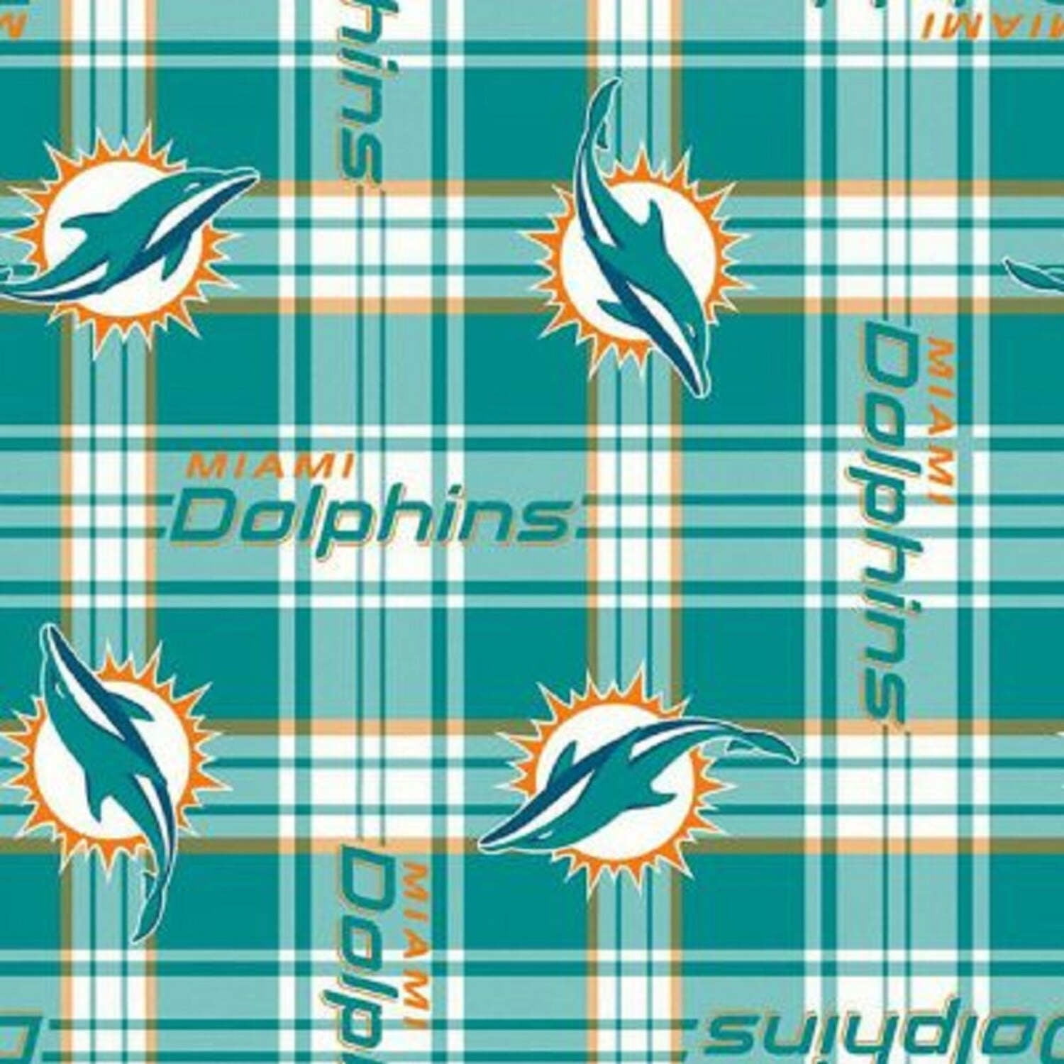 Dolphins Plaid Fleece - Walmart.com