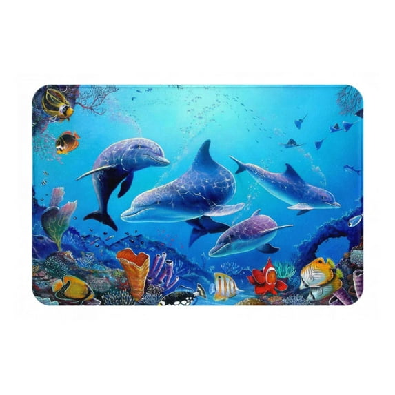 Dolphins Rainbow Dolphin Doormat Non Slip Front Door Bathroom Bath Mats ...