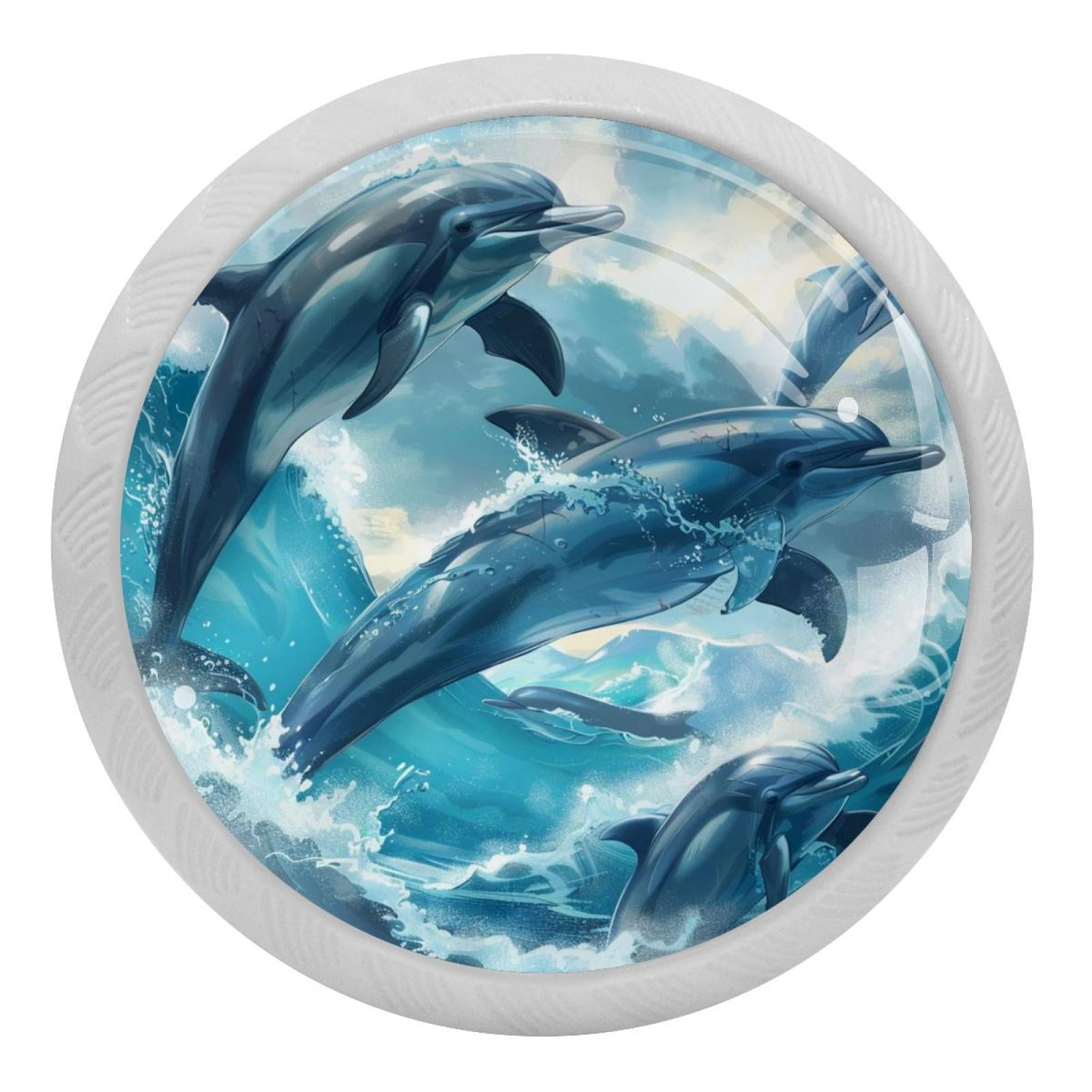 Dolphins Round Glow-in-the-Dark Dresser Hardware Pack: Fluorescent Drawer Pulls & Knobs for ...