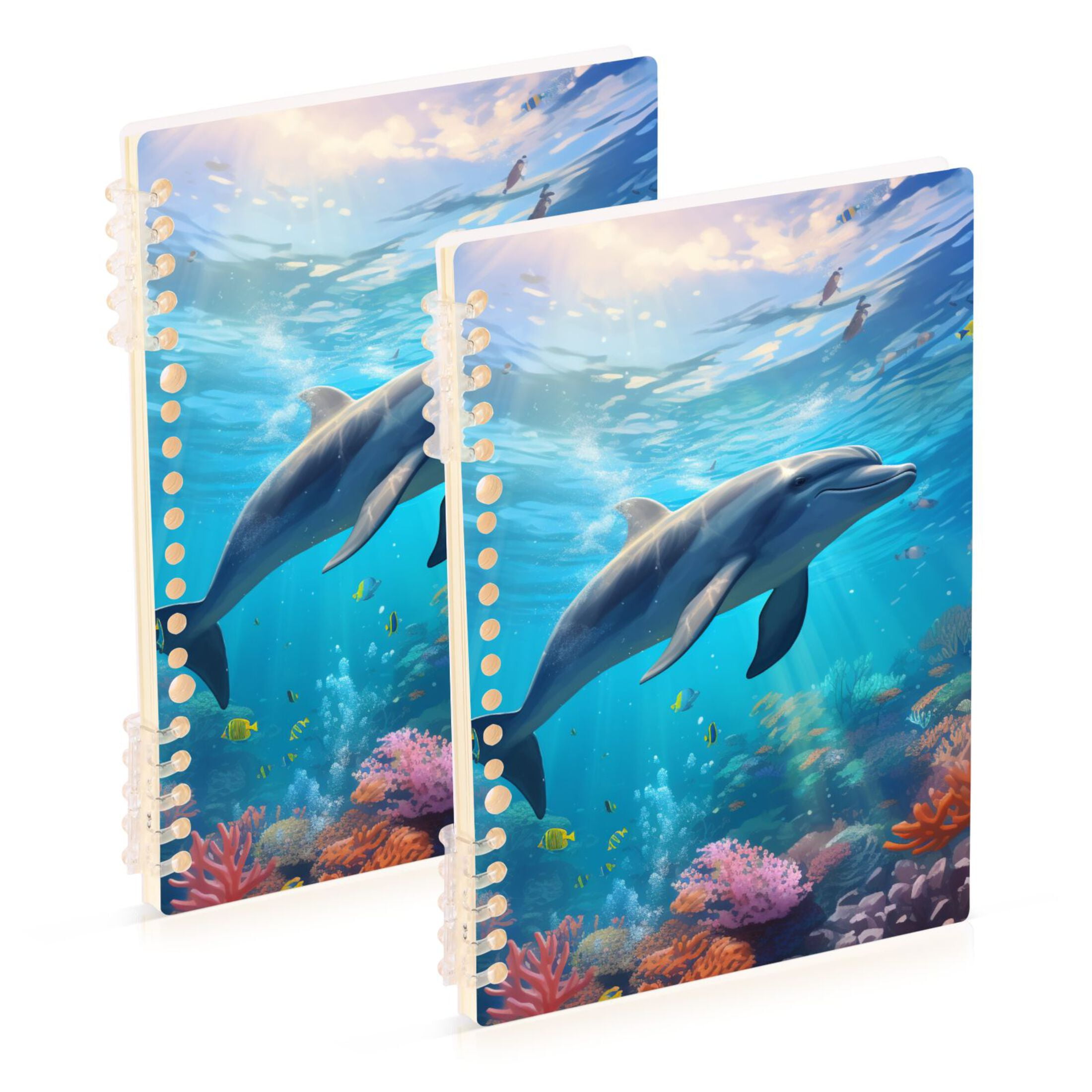 Dolphins Sea Corals Fish Ring Binder Notebook Journey Note Diary ...