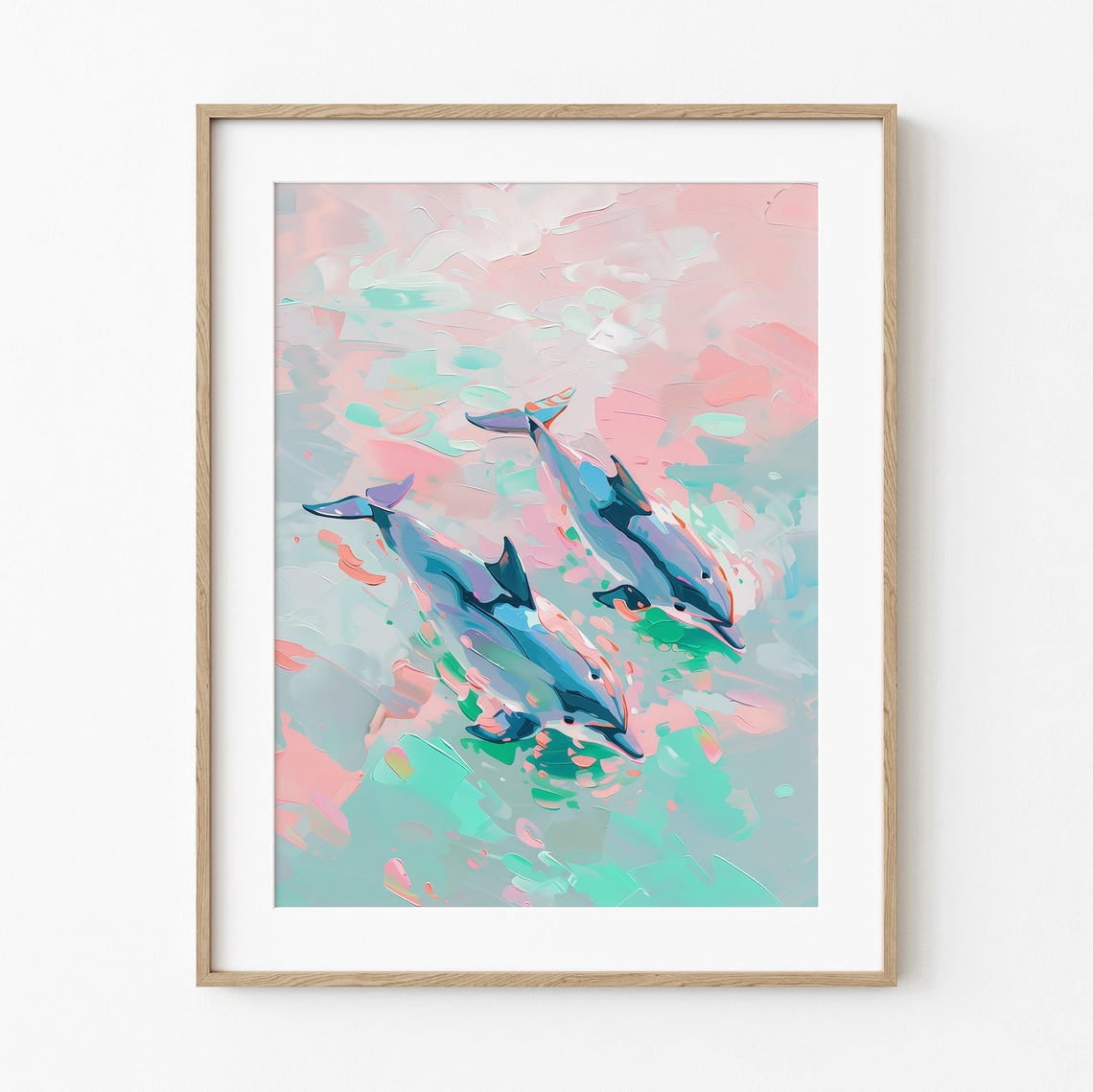 Dolphins Surface Sea Life Ocean Dolphin Lover Colorful Pastel ...