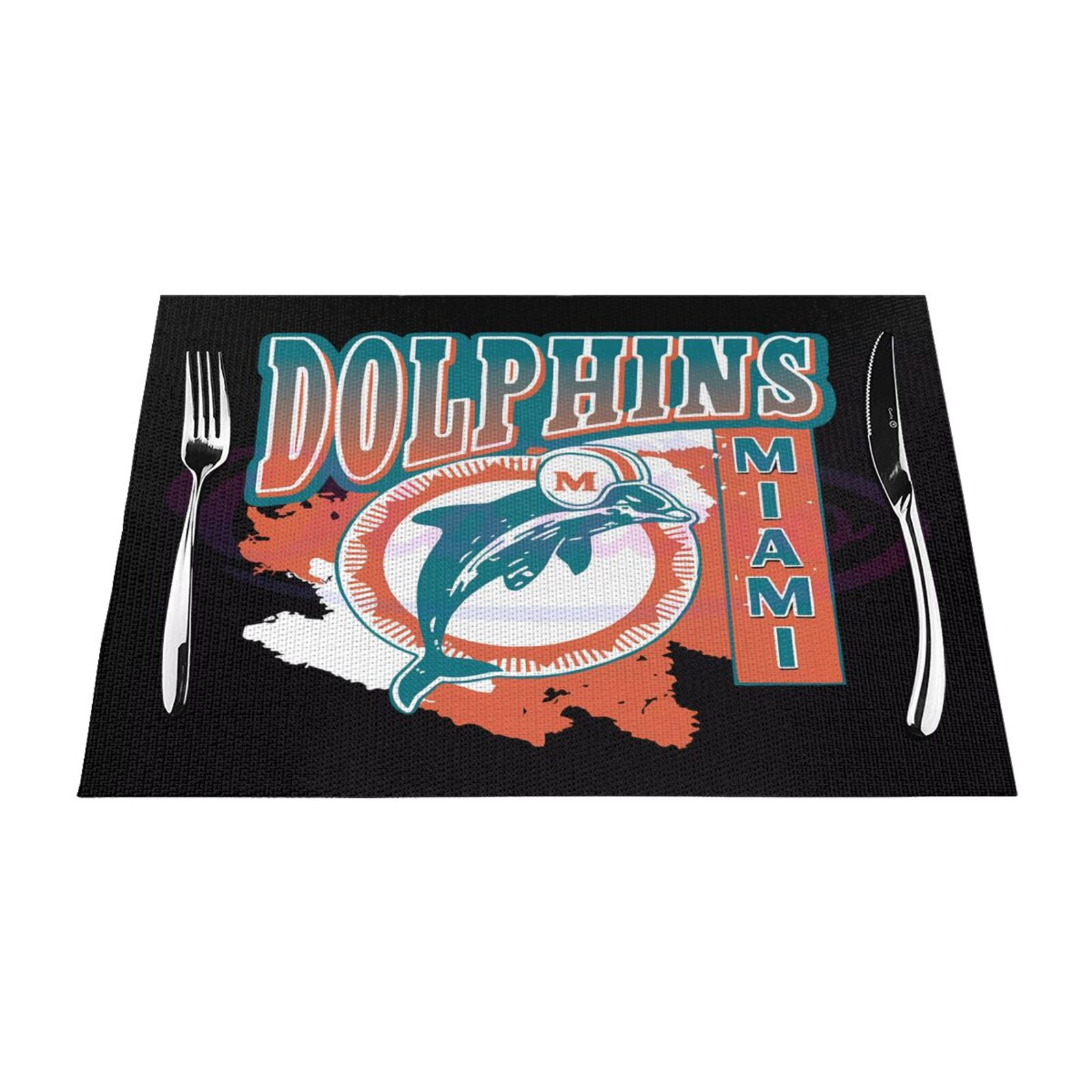 Dolphins Team Pvc Woven Placemat 12x18in (1 Piece Pack, 4 Piece Pack, 6 ...