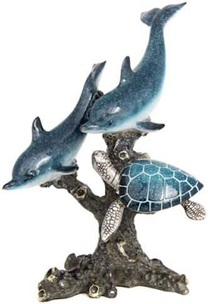 Dolphins Turtle Coastal Nautical Statue Figurine Sculpture Outdoor ...