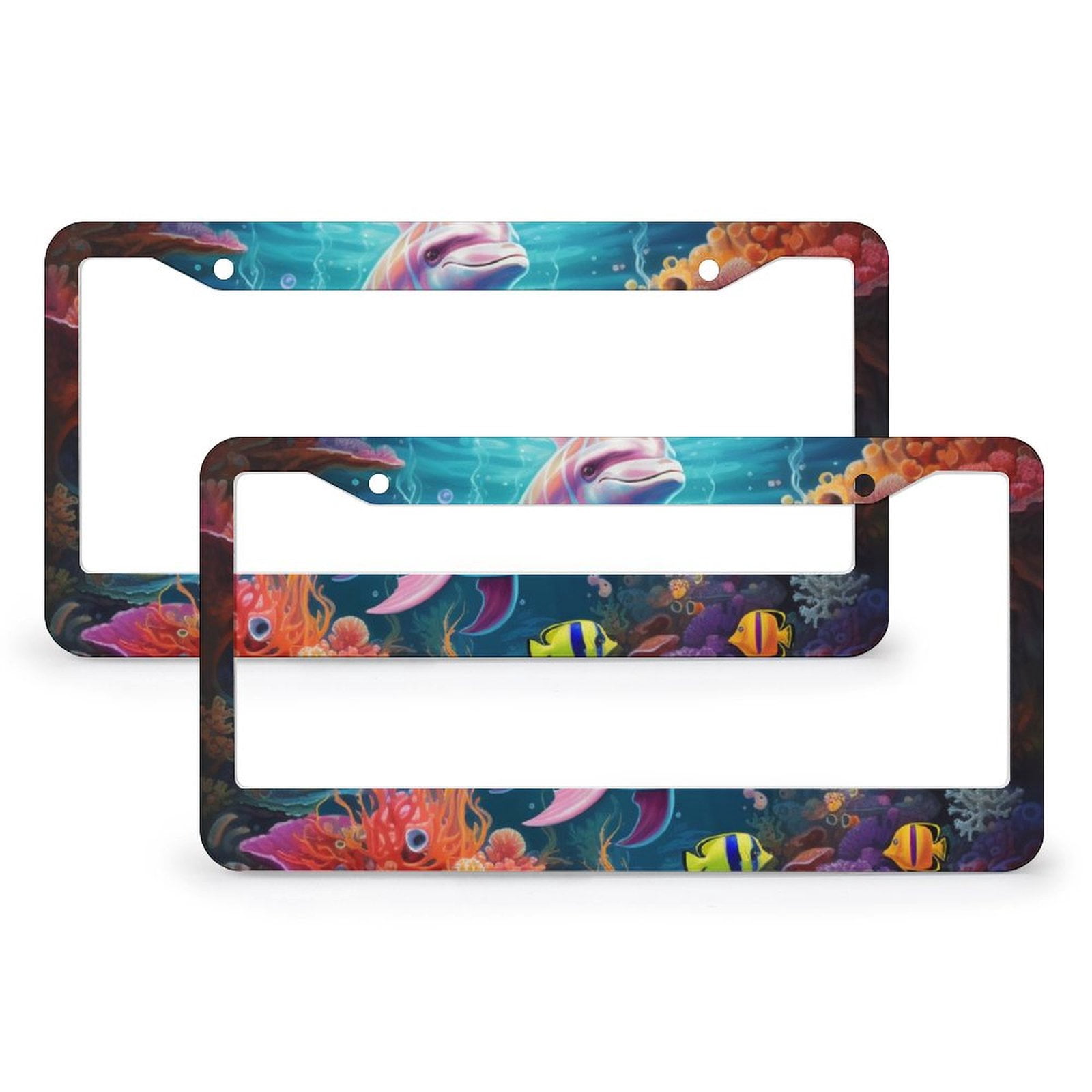 Dolphins Under The Sea License Plate Frames 2 Pack Dolphin Lover ...