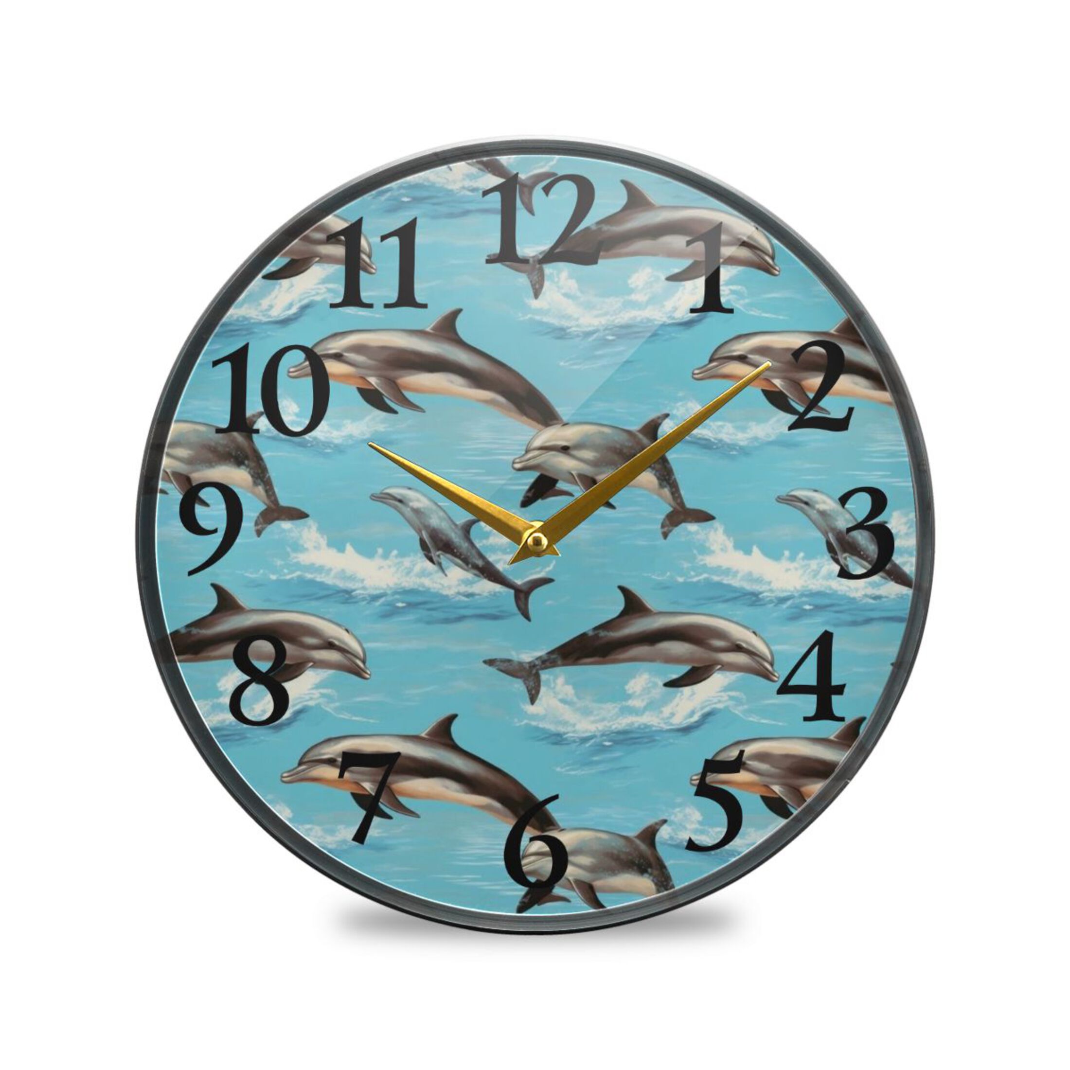 Dolphins Wall Clocks Battery Operated 9.5 Inch Round Clock Acrylic ...