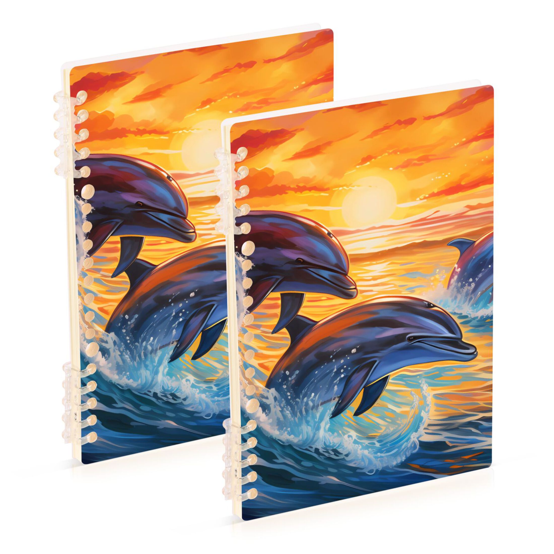 Dolphins Waves Sunlight Sea Ring Binder Notebook Journey Note Diary ...