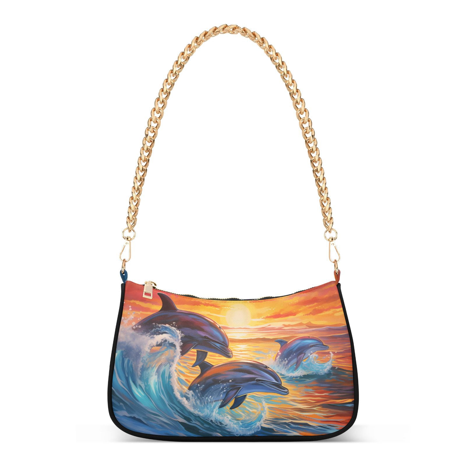 Dolphins Waves Sunlight SeaWomen Small Shoulder Bag Crossbody Tote Hobo ...