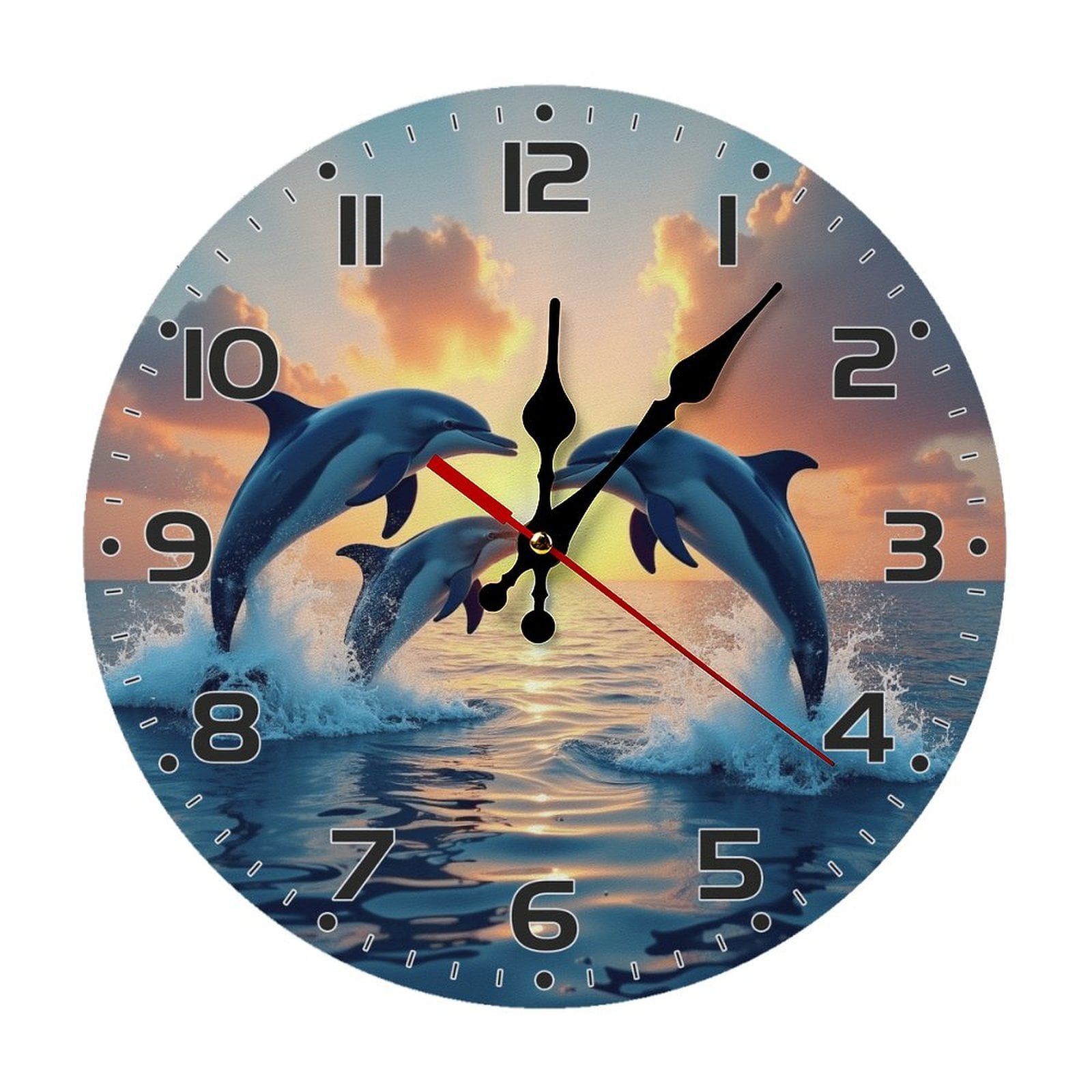 Dolphins_ No Whales_ No Horses_ Wall Clock 10 Inch Silent Non Ticking ...