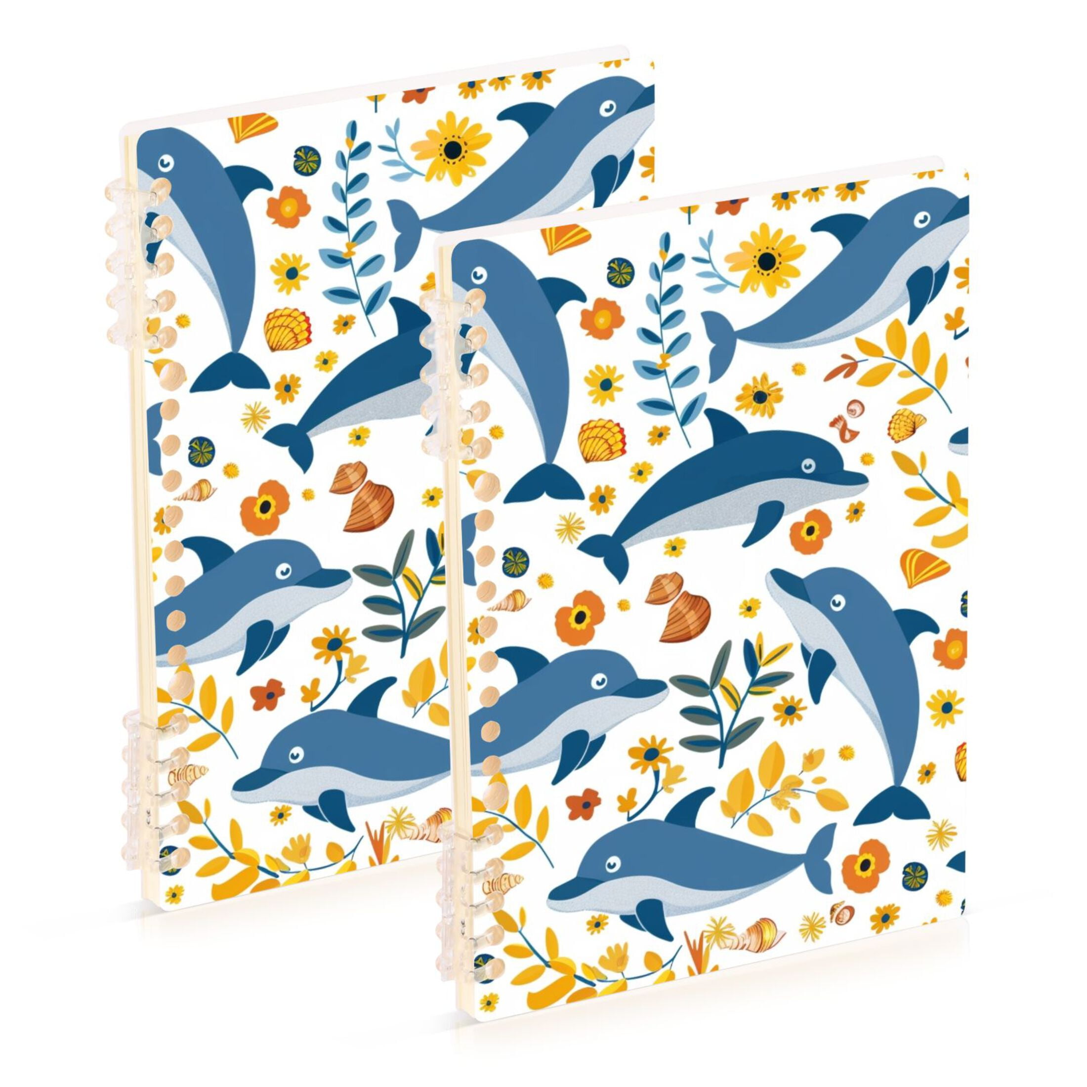 Dolphins and Flowers Ring Binder Notebook Journey Note Diary College ...