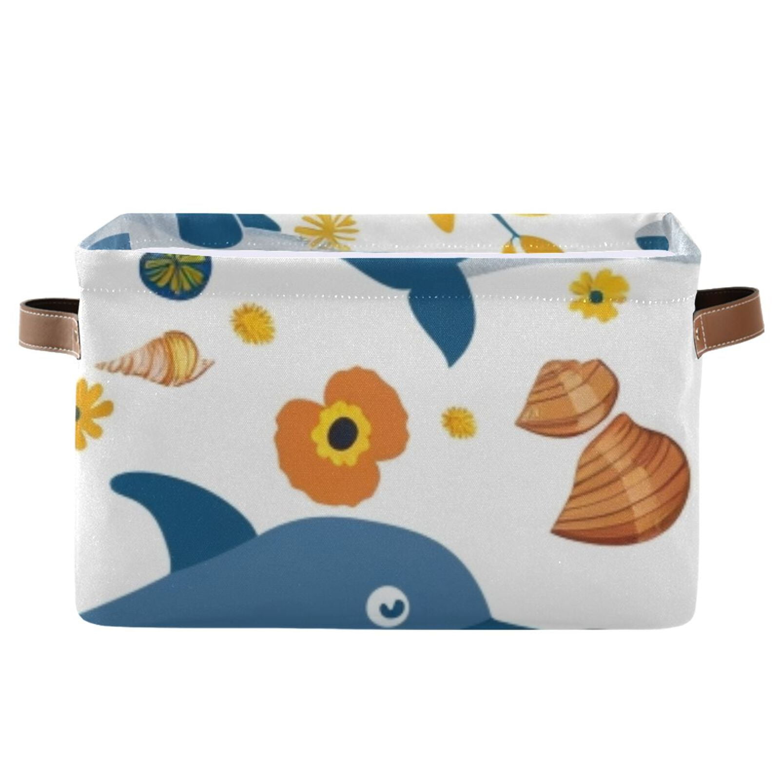Dolphins and Flowers Storage Bins Baskets With Handles Storage Box ...