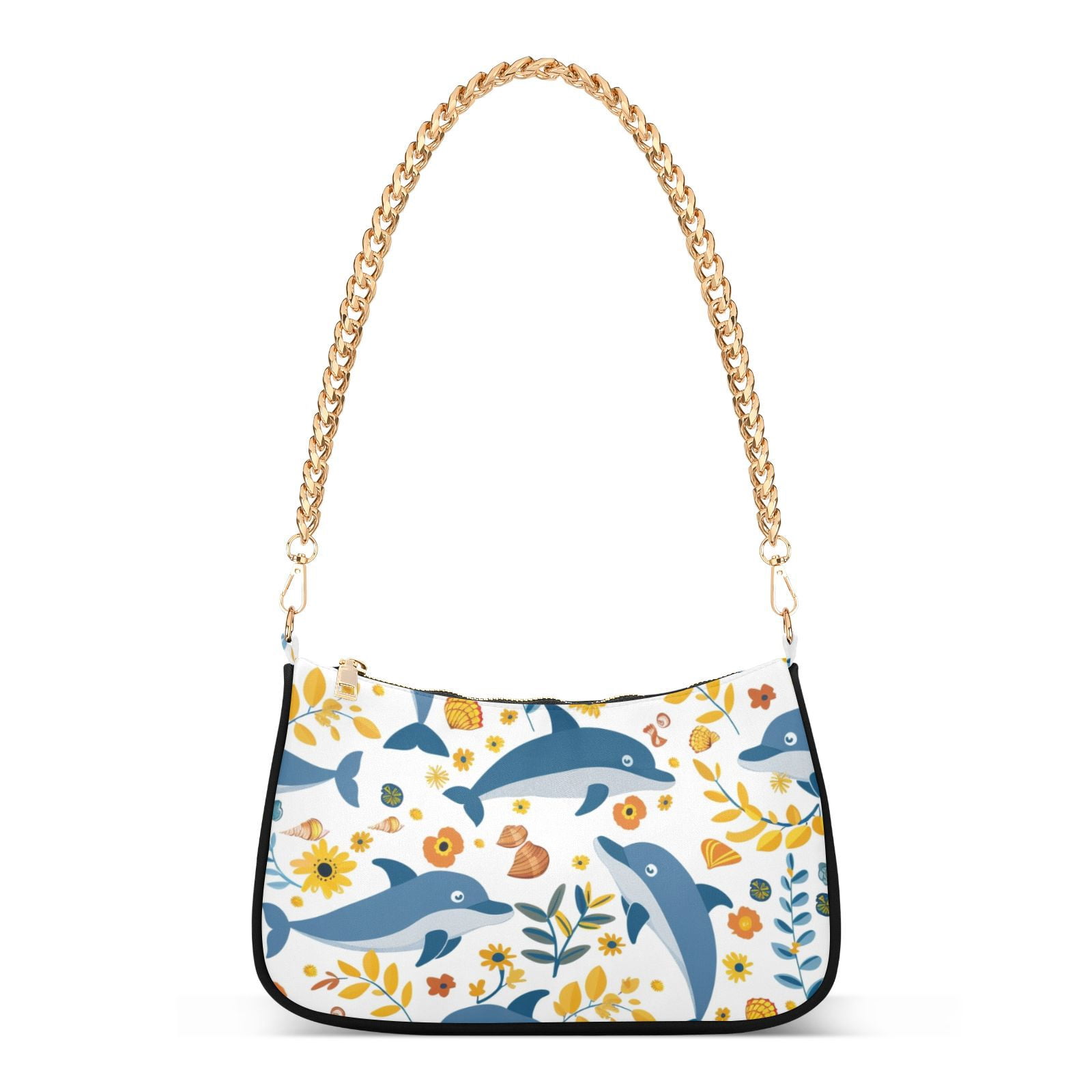 Dolphins and FlowersWomen Small Shoulder Bag Crossbody Tote Hobo Bags ...
