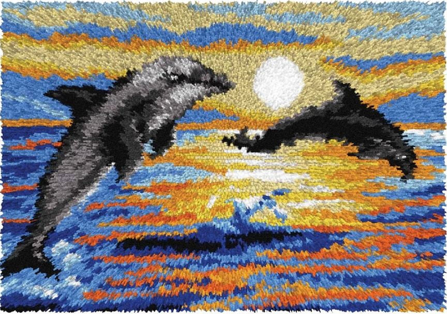 Dolphins at Sunrise | Rug Making Latch Hooking Kit - Walmart.com