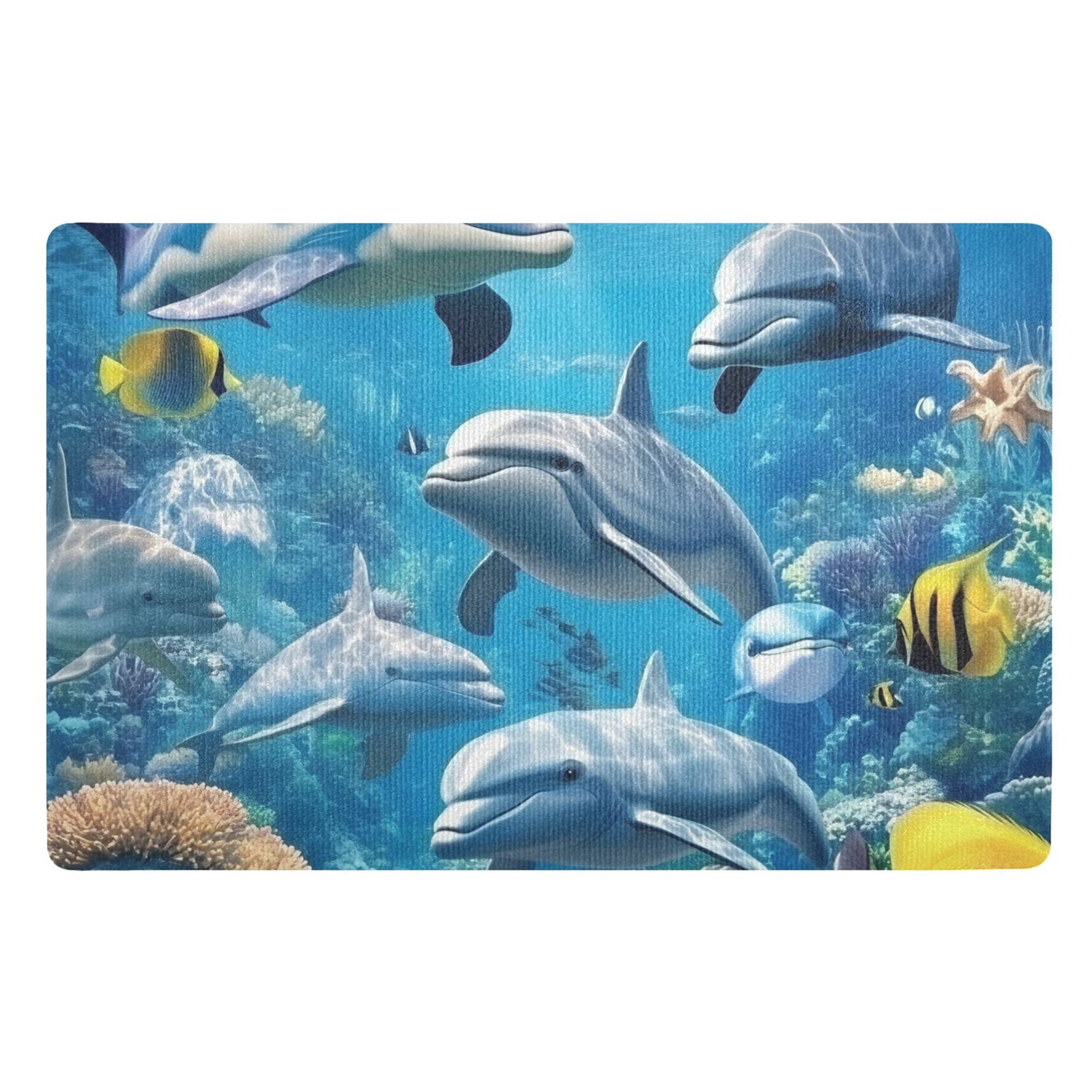 Dolphins in The Sea Floor Door Mat Outdoor Indoor for Home Entrance ...