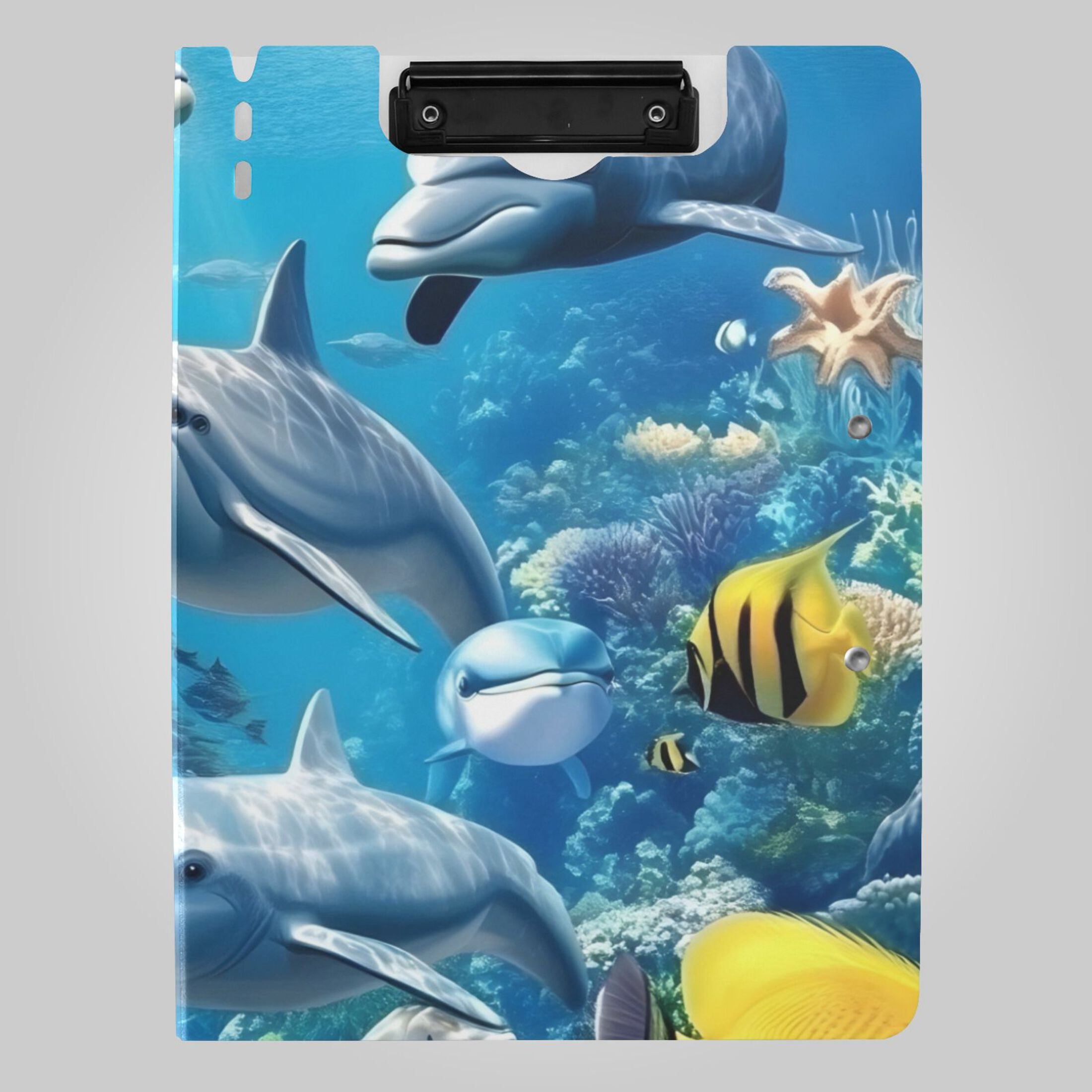 Dolphins in The Sea Foldable Binder Folder Clipboard with Pen Slot ...