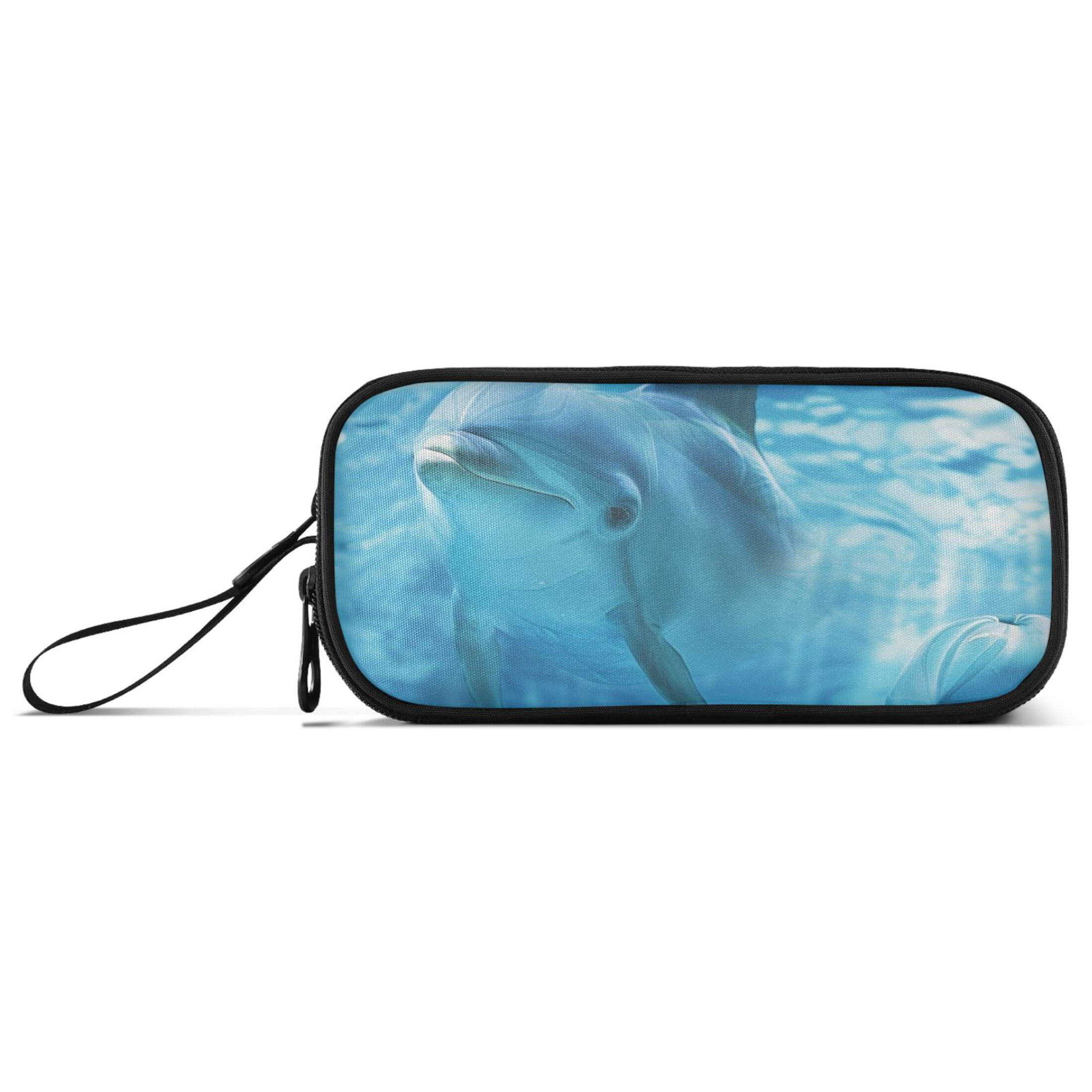 Dolphins in Water Pencil Case Stationary Holder Pen Bag Pencil Pouch ...