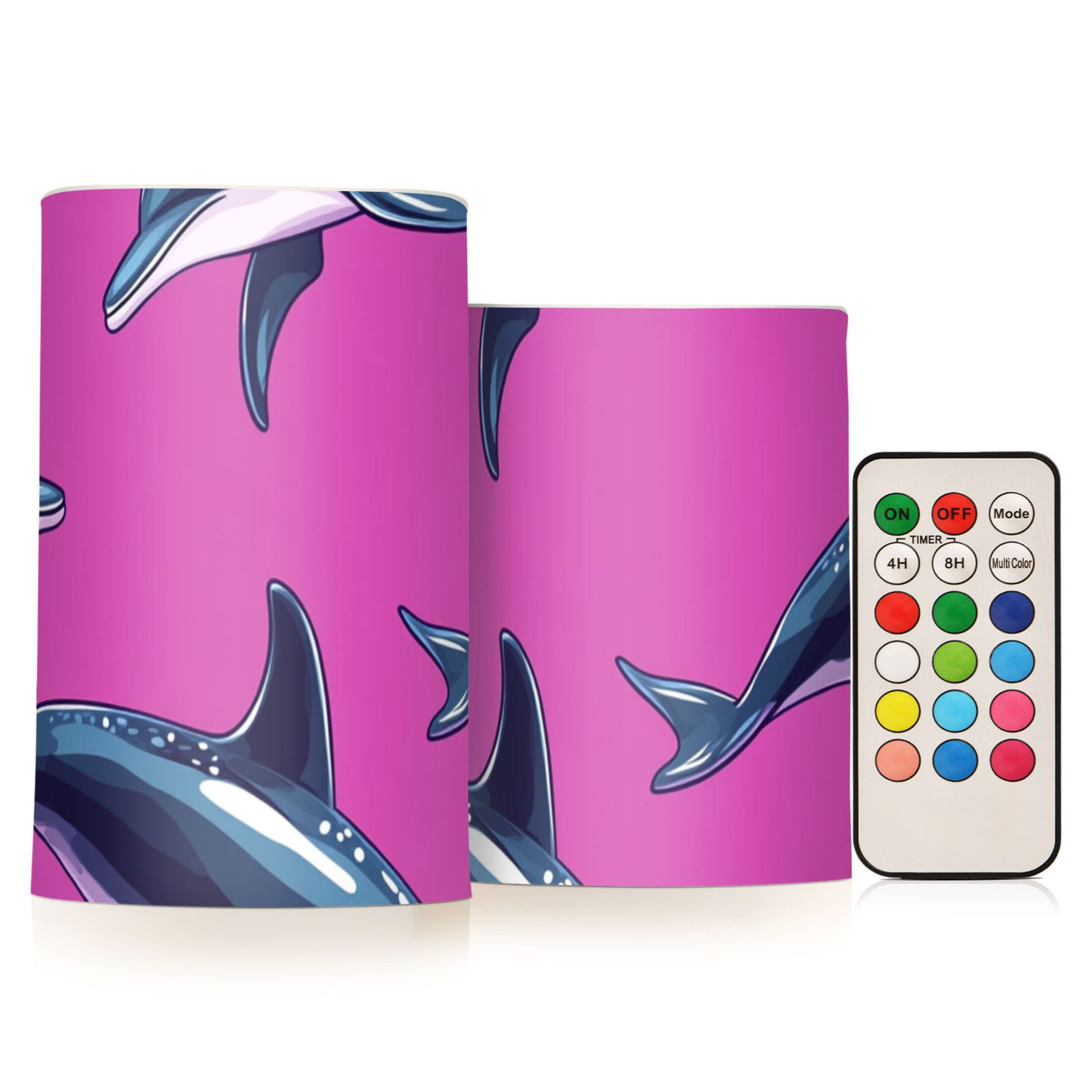 Dolphins on Pink Background Flickering Flameless Candles Battery ...
