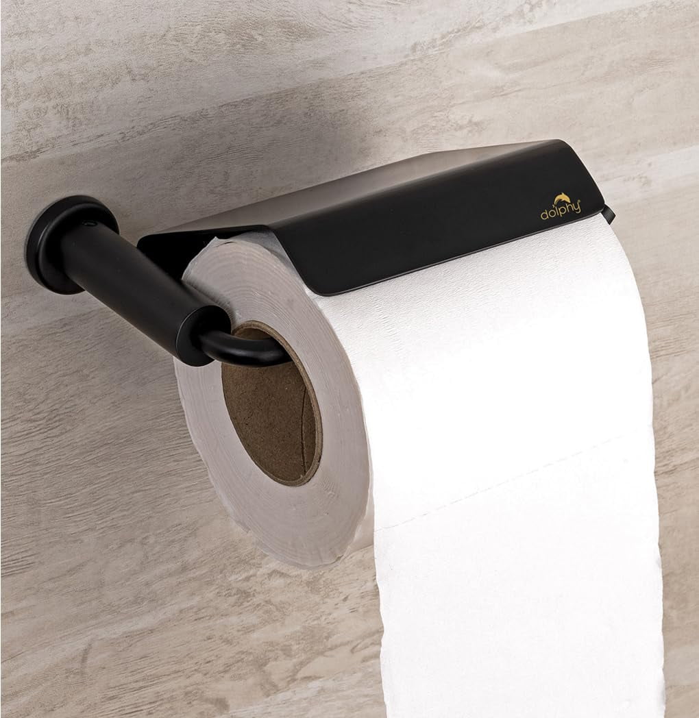 Dolphy Black Matt Finish Tissue Paper Roll Holder with Lid for ...
