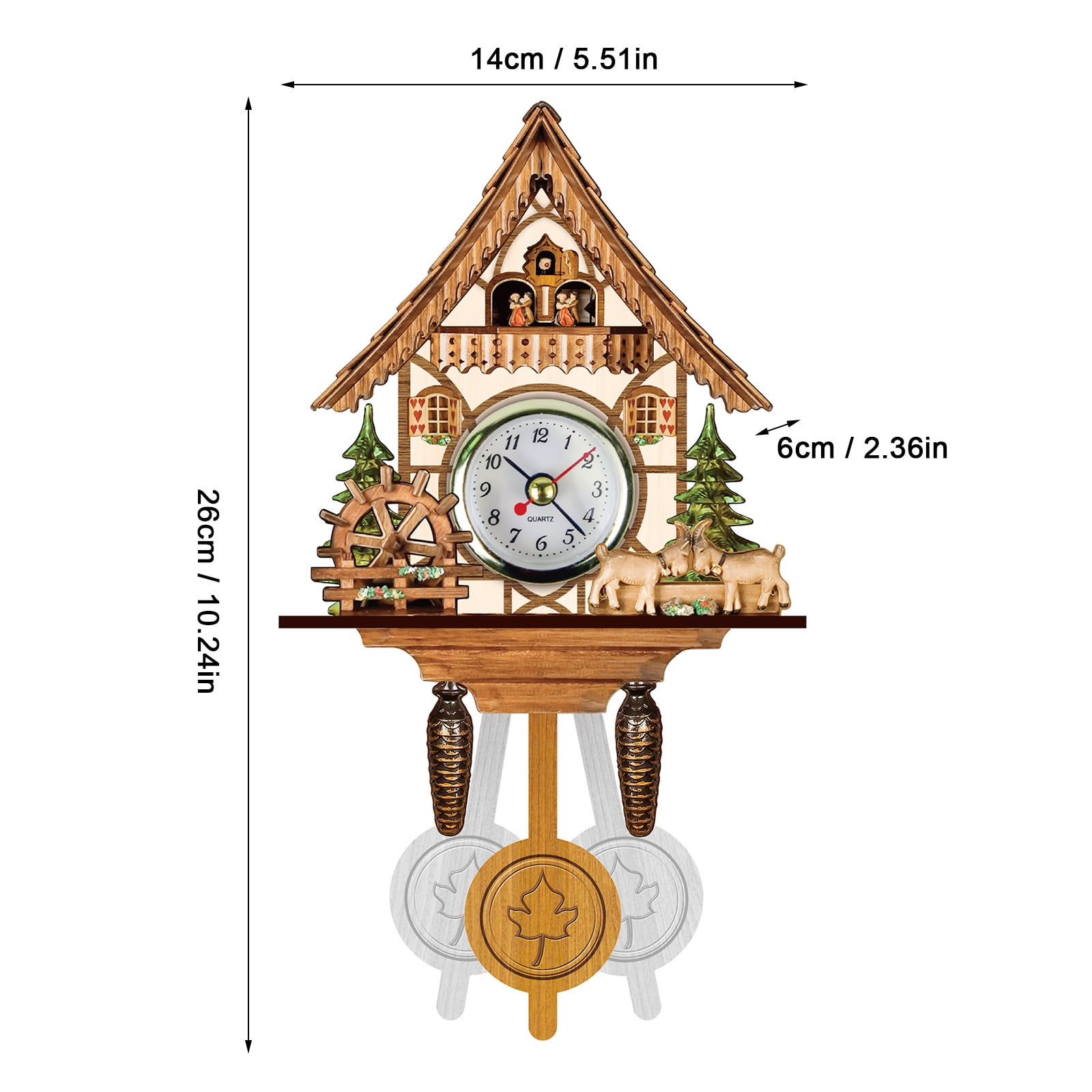 Dolsrinksys Cuckoo Cuckoo Wall Clock Chime Alarm Clock Retro Clock ...
