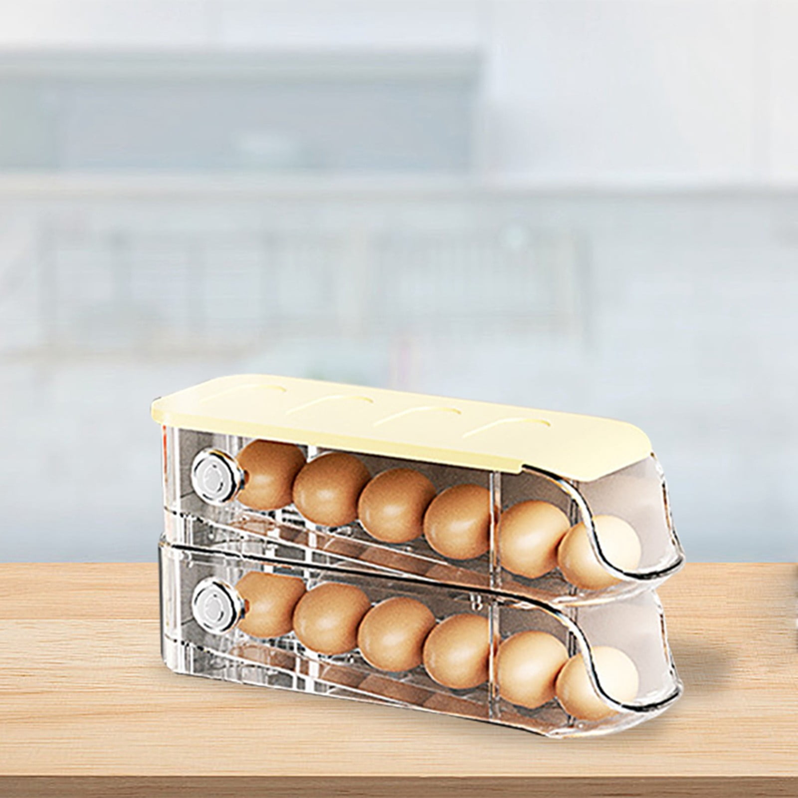 Dolsrinksys Egg Dispenser, Space-Saving Rolling Eggs Dispenser and ...