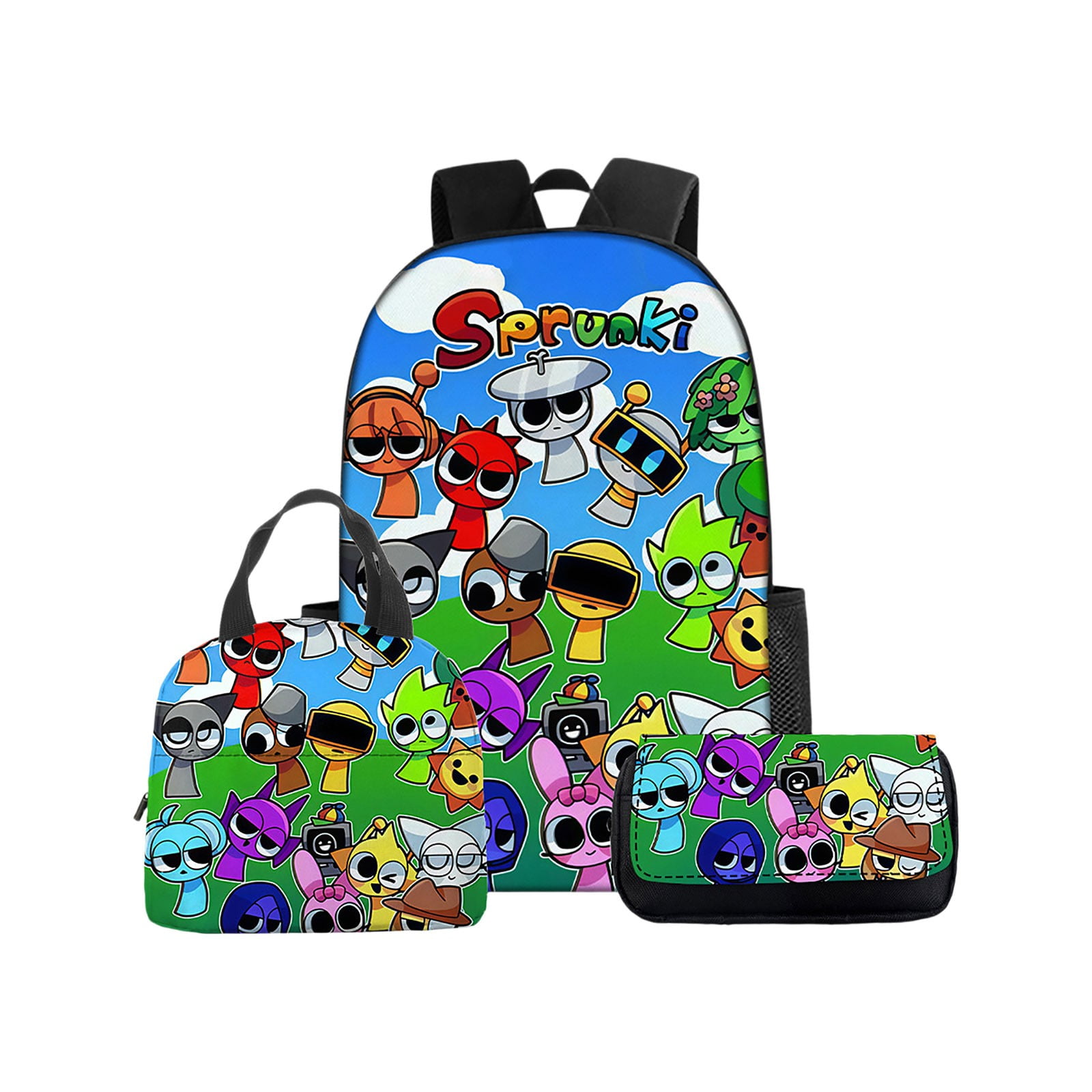 Dolzyy 3-Piece Sprunki Backpack Set - Cute Sprunki Waterproof School ...