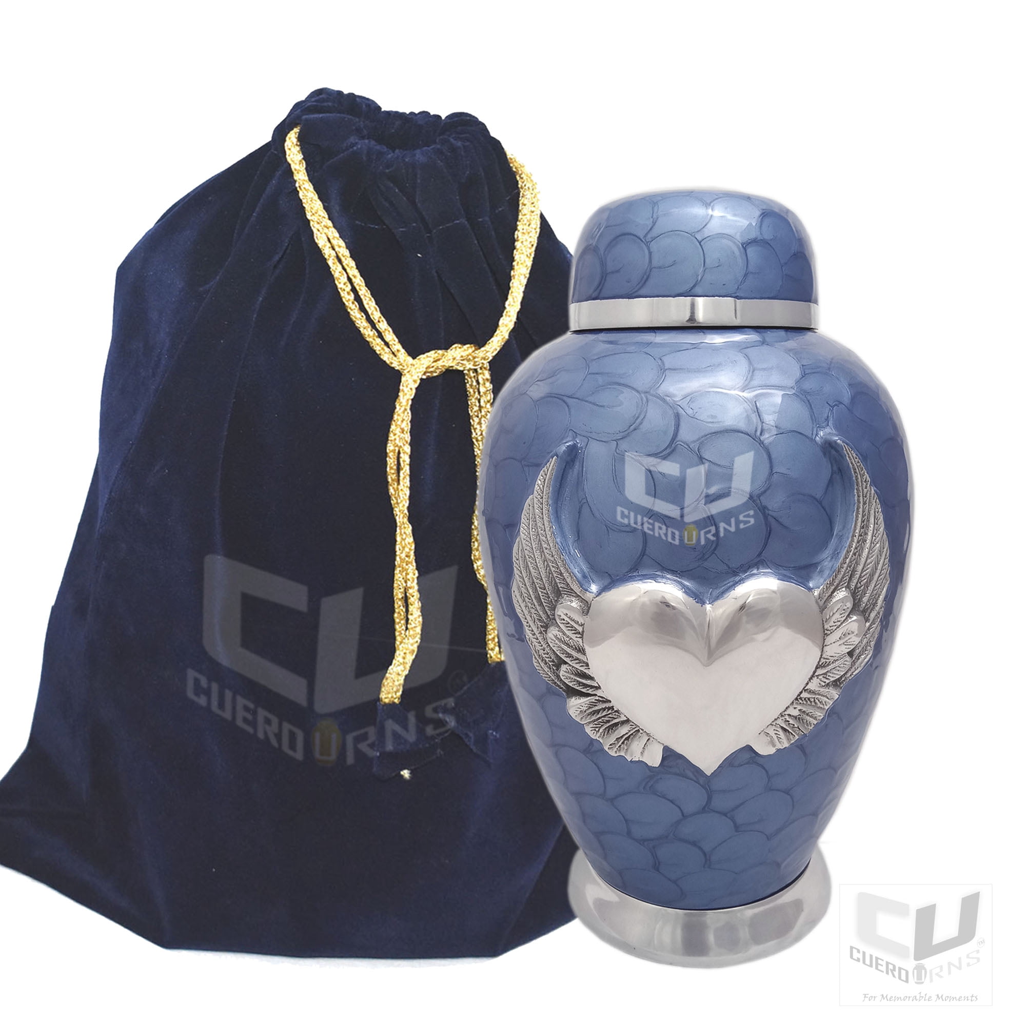 Dom Top Urn Blue Enameled with Wings of Heart Adult Urn –Best Urn for ...