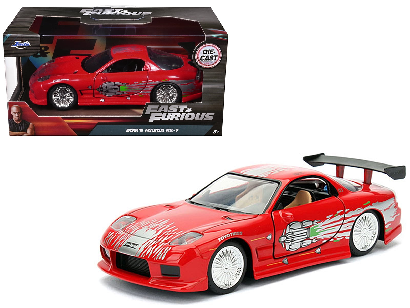 Dom's Mazda RX-7 Red with Graphics "Fast & Furious" Movie 1/32 Diecast ...