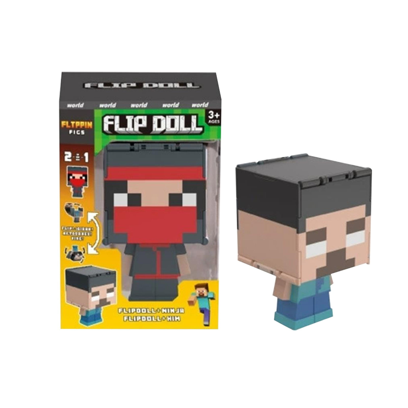 DomFun Pixel Perfect Minecraft Action Figures - Flippin’ Figs 3.75" Set ...