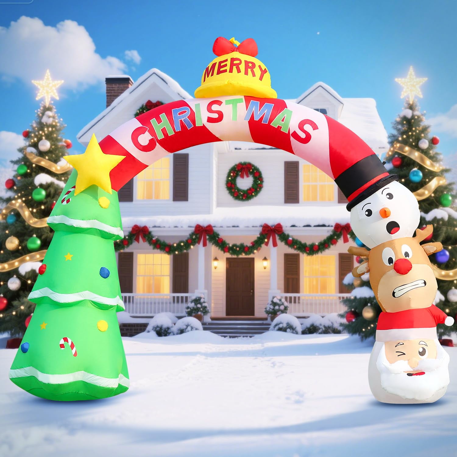 DomKom 8FT Christmas Inflatables Xmas Tree Arch, Blow up Decoration ...