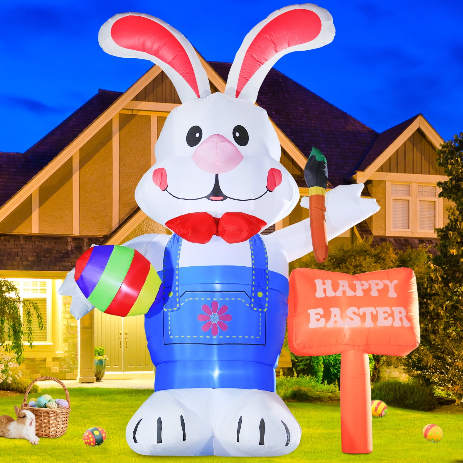 Easter Bunny Holding Egg 12FT Tall Easter Bunny Inflatable - LED Light ...