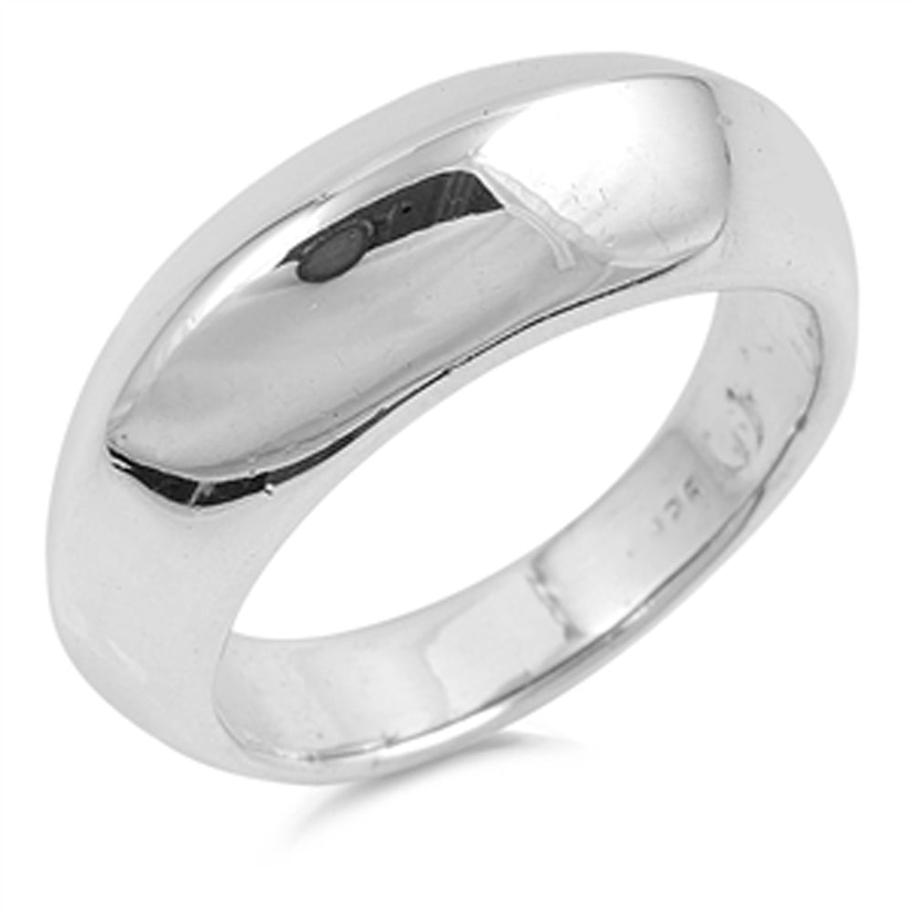 Dome Arch Wide Wedding Curve Ring 925 Sterling Silver Band Jewelry ...