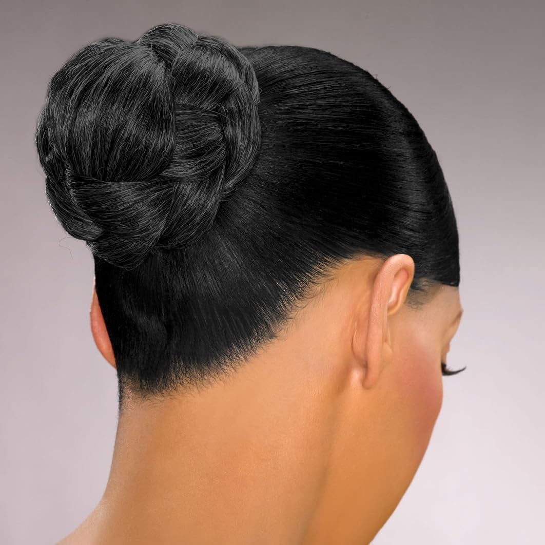 Dome B Formal Bun Color 1 Black - Foxy Silver Wigs Wide Braided Chignon ...
