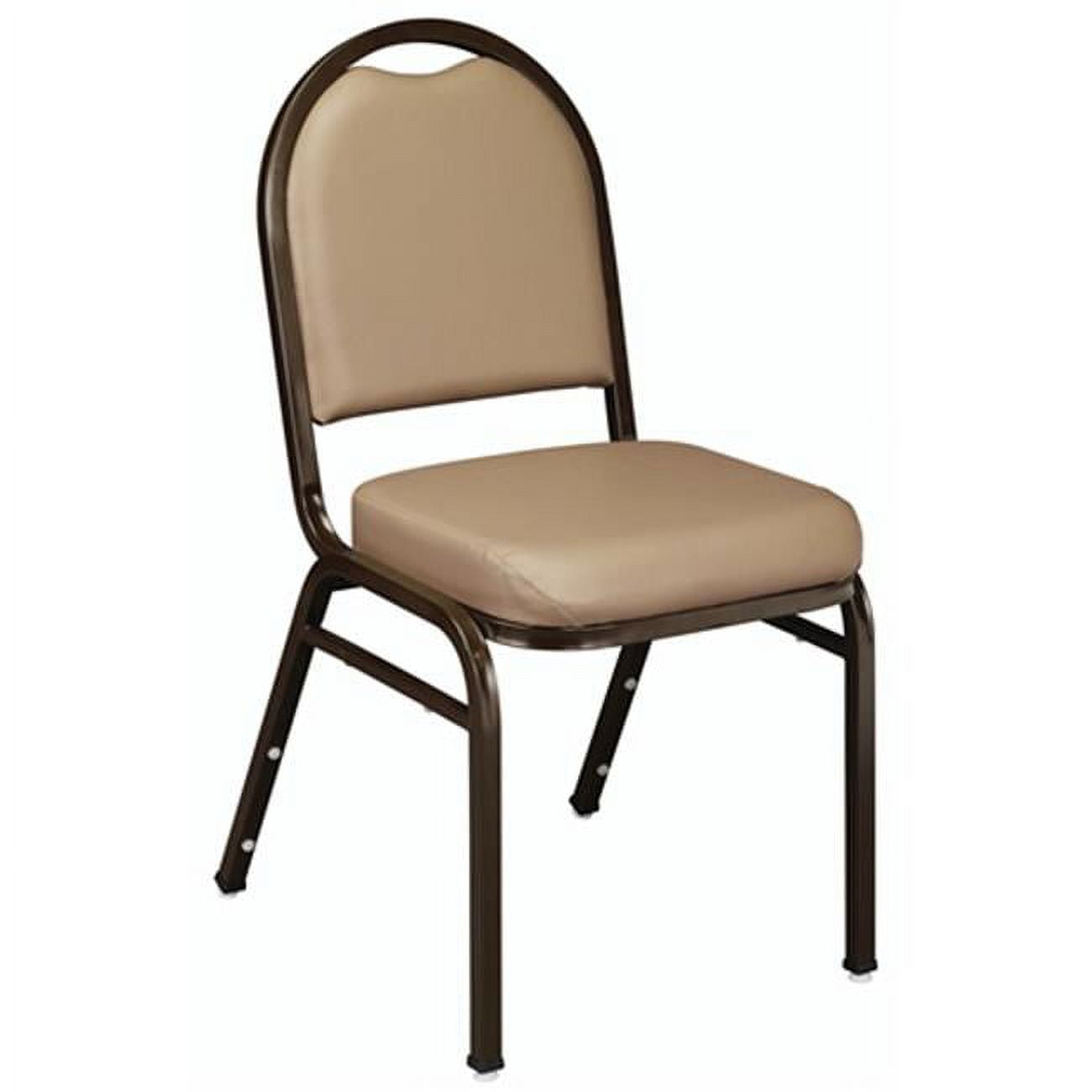 Dome-Back Vinyl Upholstered Stack Chair French Beige with Mocha Frame ...
