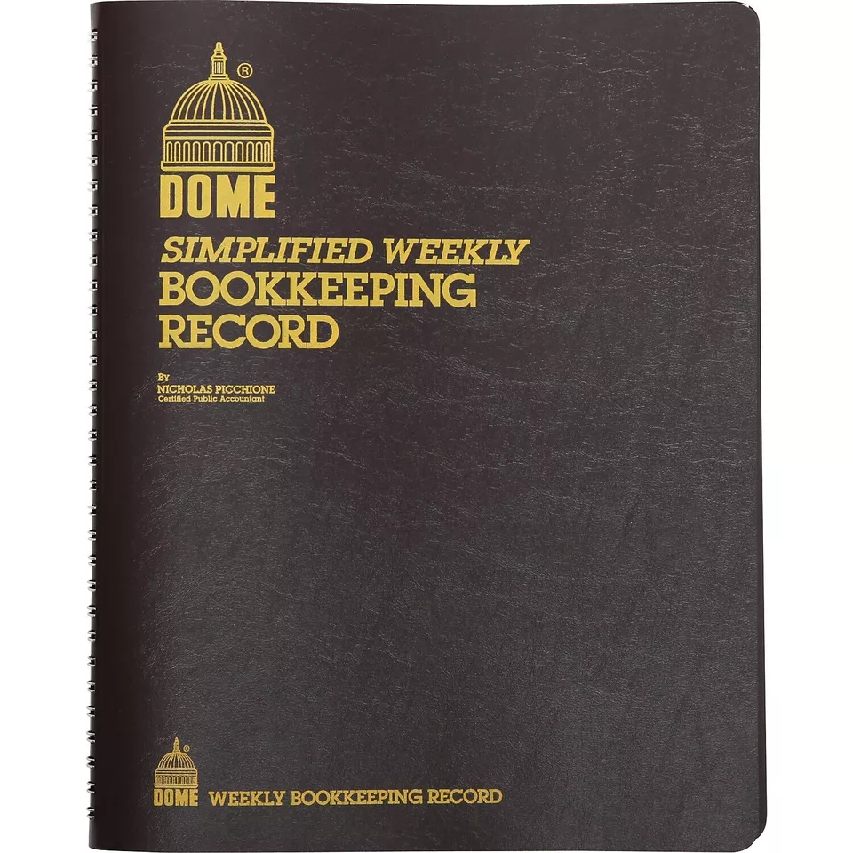 Dome Bookkeeping Record Brown Vinyl Cover 128 Pages 8 1/2 x 11 Pages ...