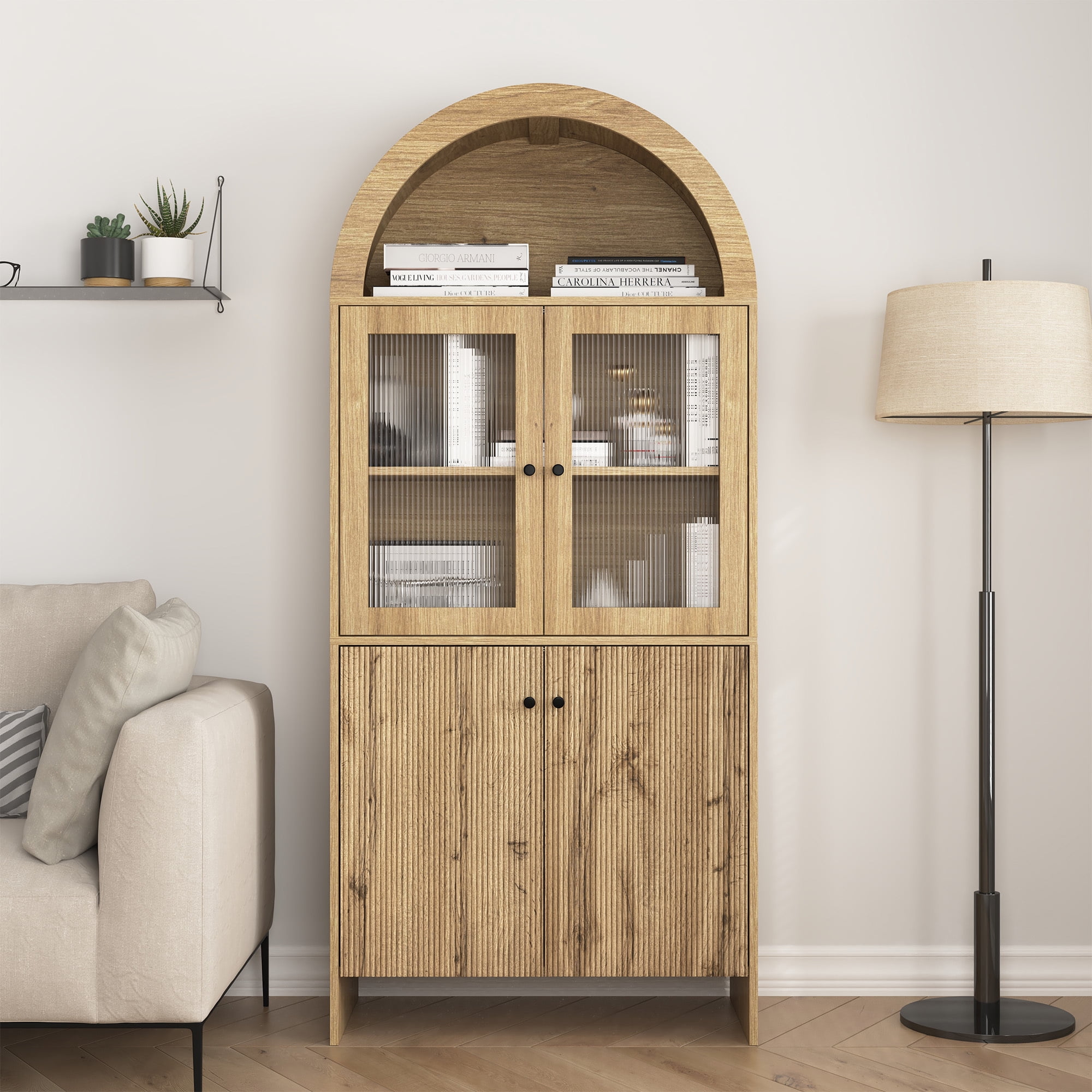 Dome Cabinet, Corrugated Cabinet Doors, Vintage Round Handles, Tiered ...