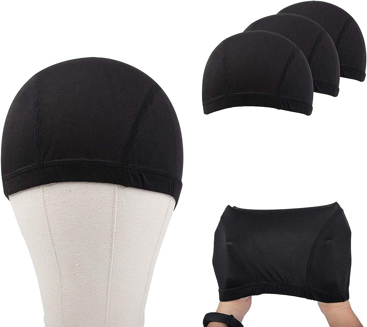 Dome Caps for Wigs 6 Pcs Stretch Black Dome Caps for Women Men Mesh ...
